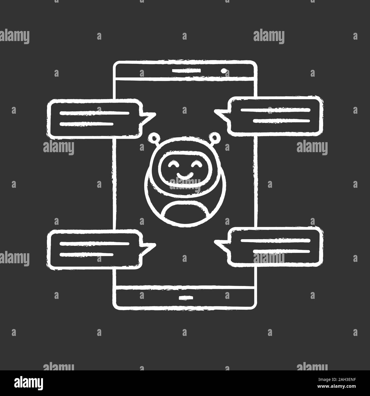 Chatbot With Speech Bubbles Chalk Icon Messenger Bot Chatting On Smartphone Modern Robot
