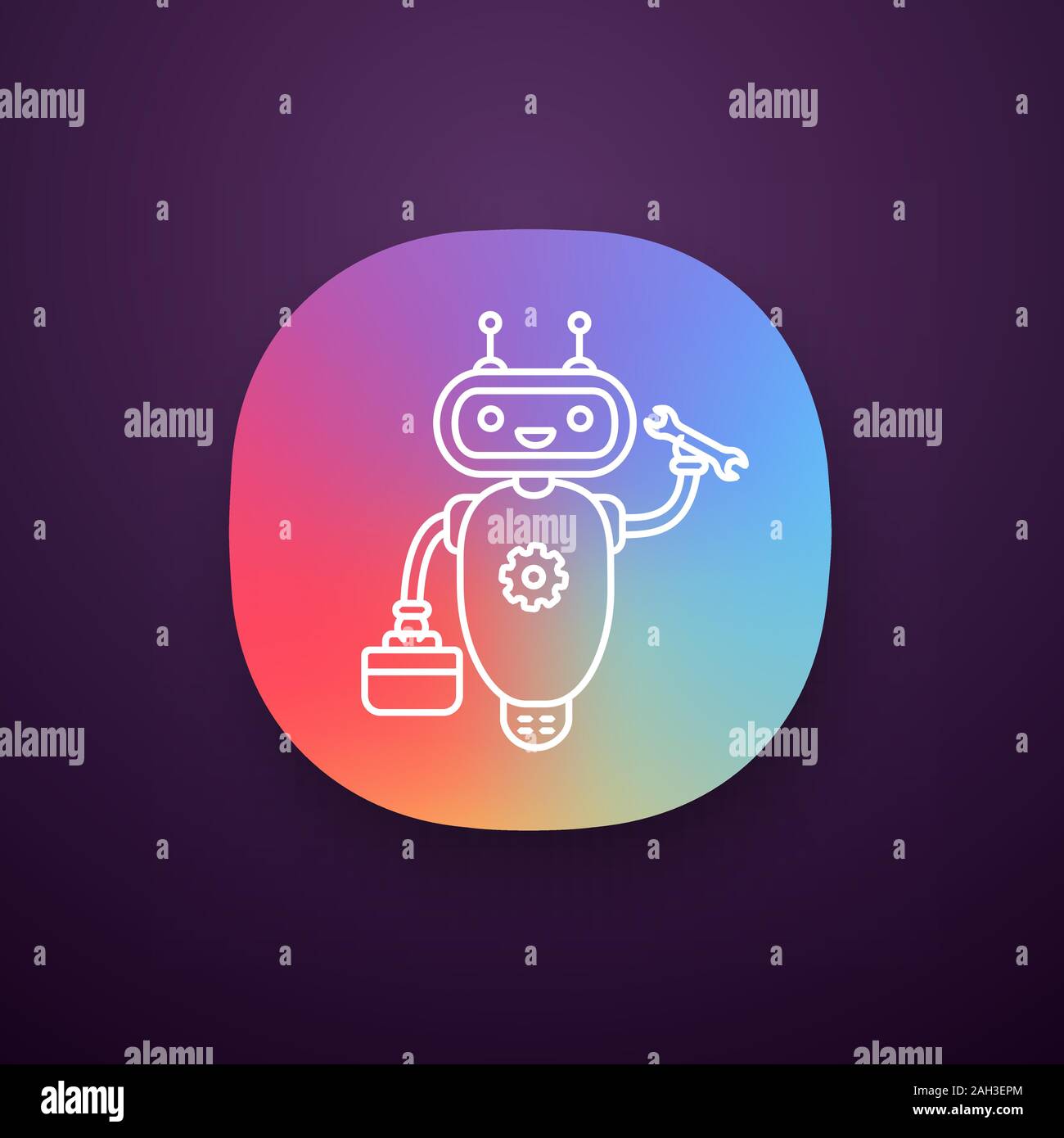 Repair Chatbot App Icon Uiux User Interface Robot With Set Of Tools And Screw Key Virtual