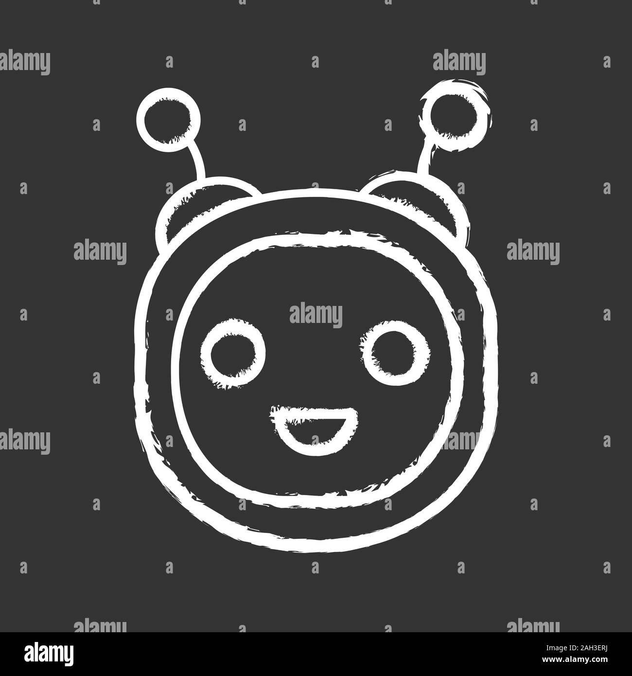 Chatbot Chalk Icon Talkbot Modern Robot Round Head Laughing Chat Bot