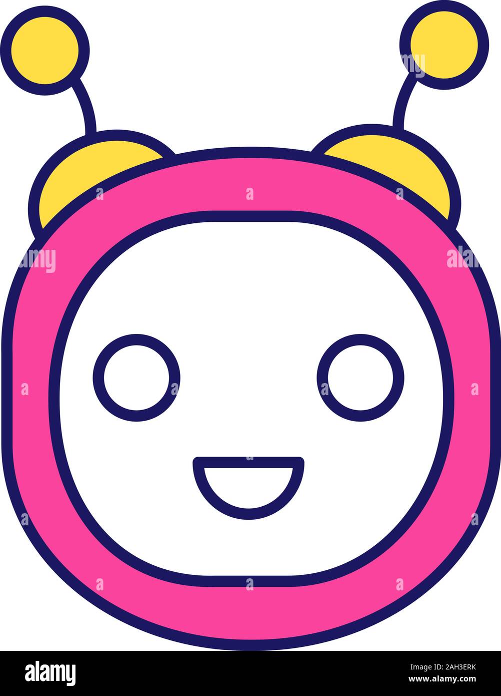Chatbot color icon. Talkbot. Modern robot. Round head laughing chat bot ...