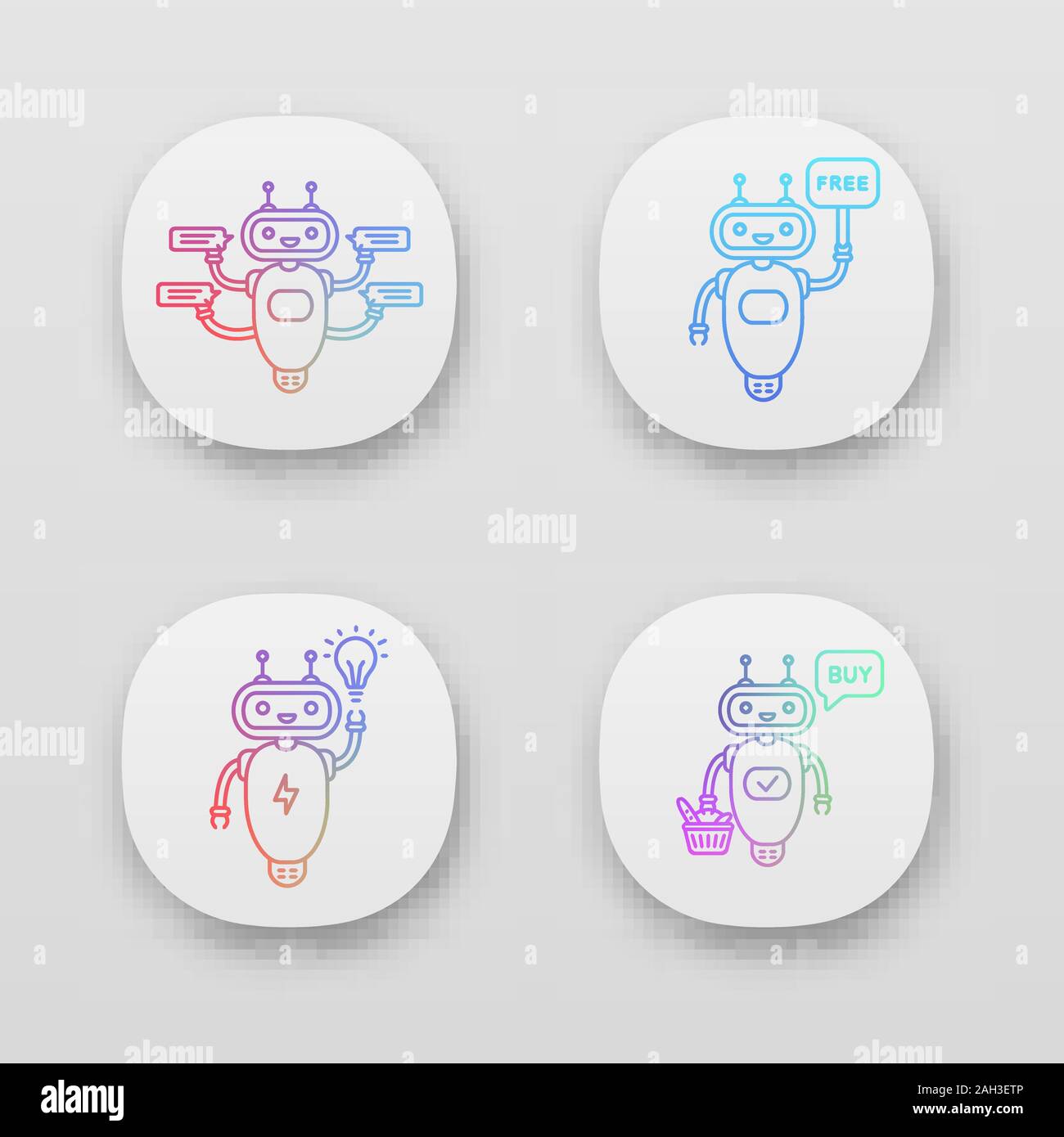 Chatbots App Icons Set Uiux User Interface Talkbots Virtual