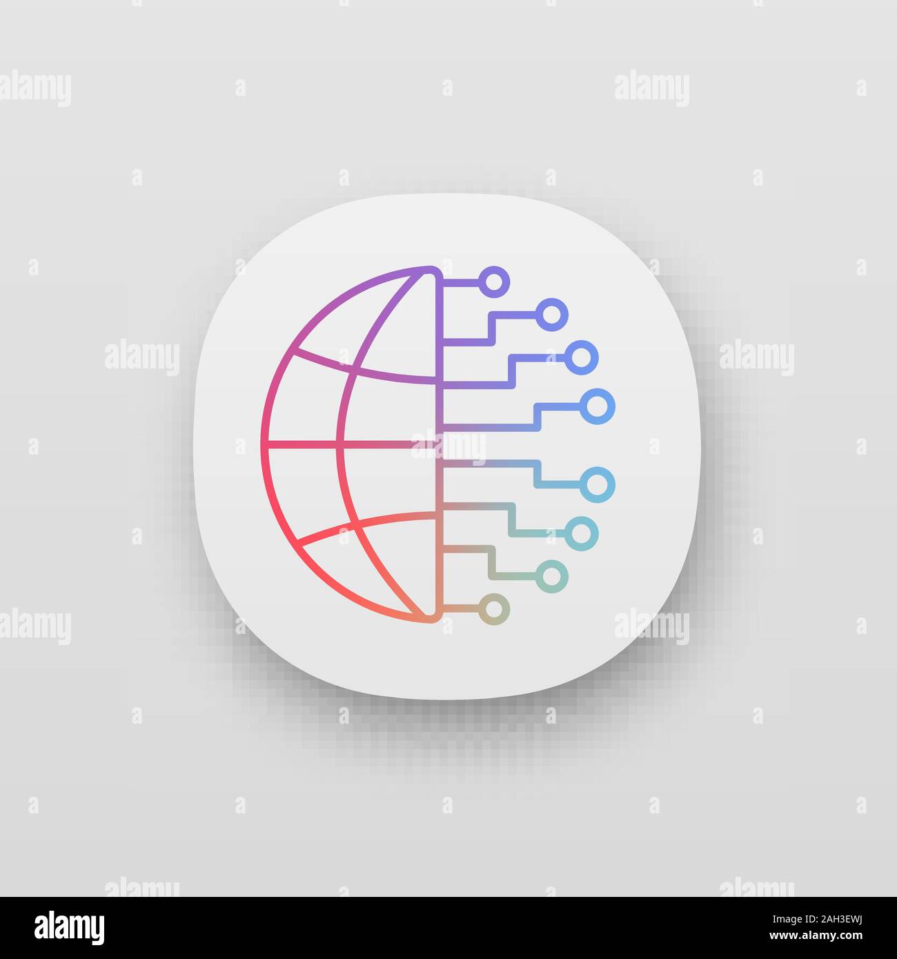 Big data app icon. UI/UX user interface. Cloud computing. Neurotechnology network. Artificial ...