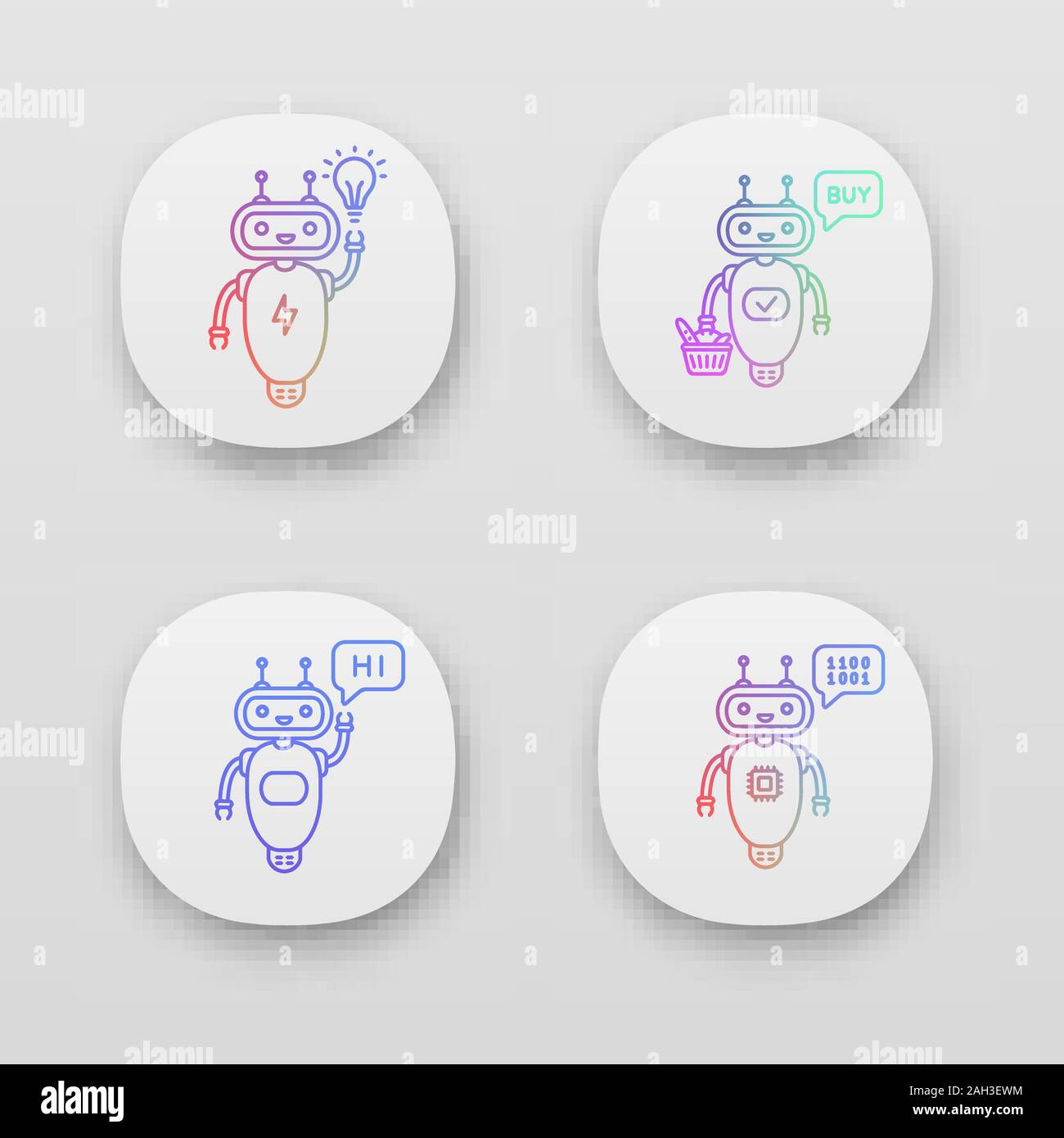 Chatbots App Icons Set Uiux User Interface Talkbots Virtual
