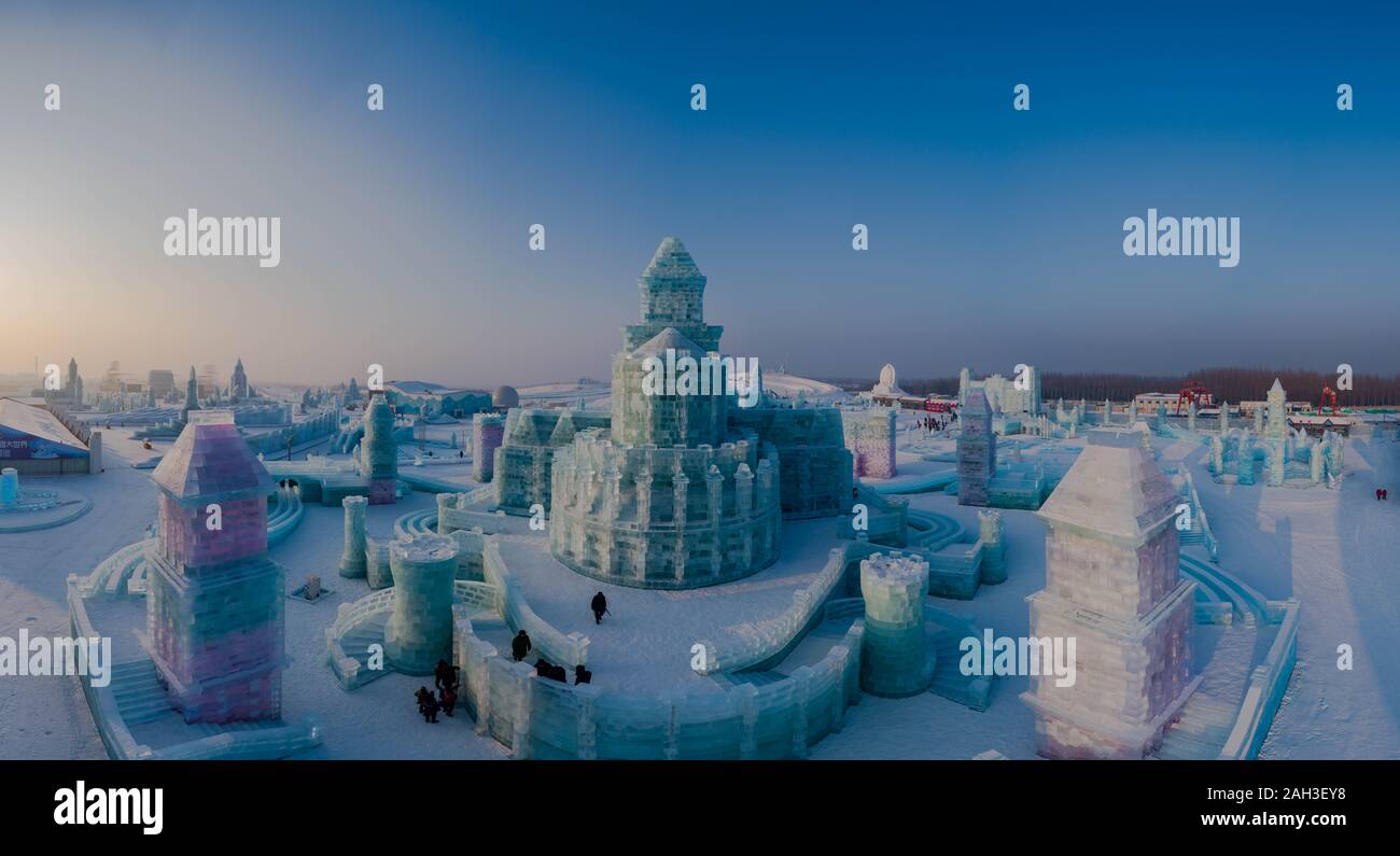 View of ice sculptures on display during the 21st Harbin Ice and Snow ...