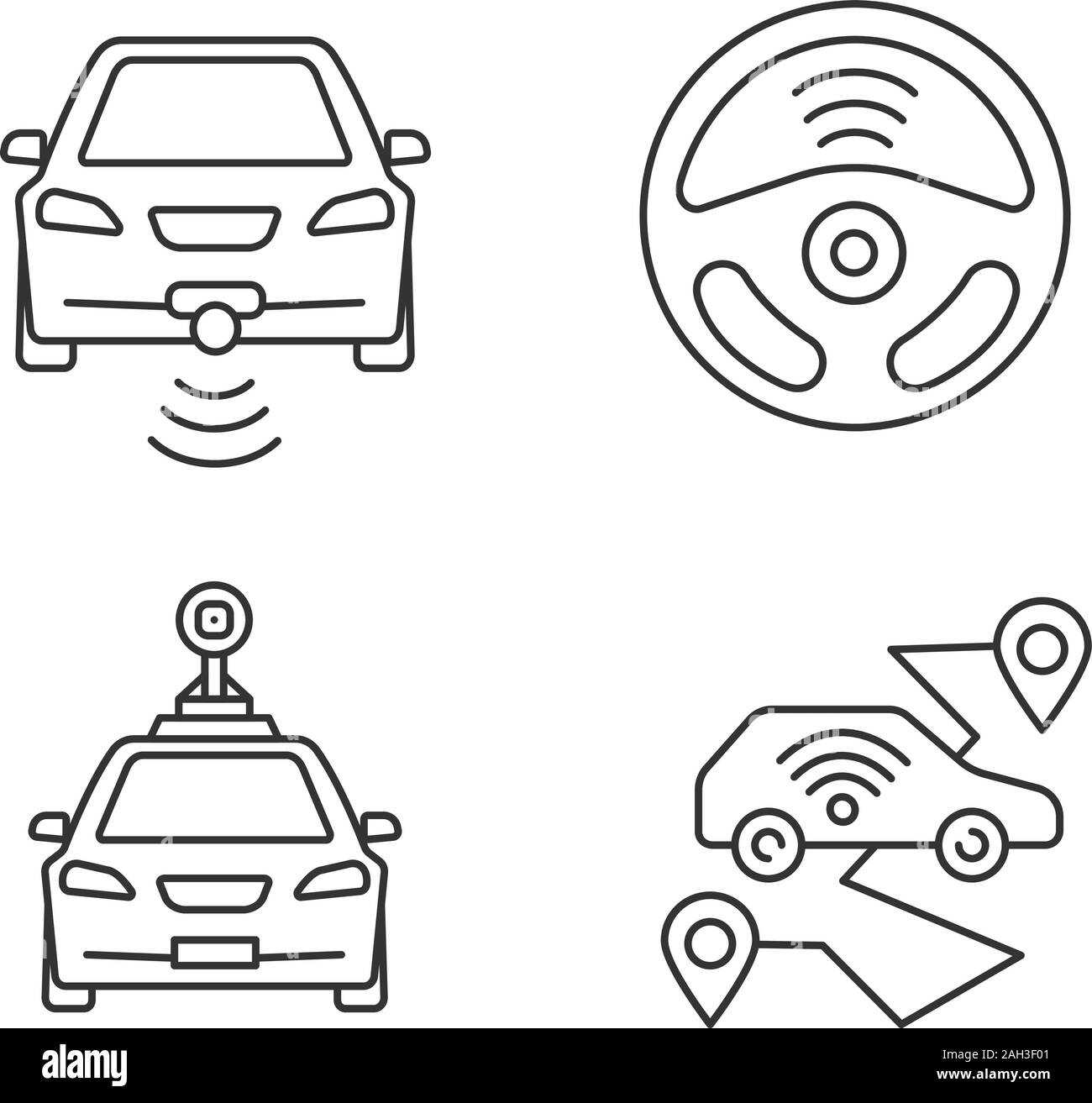 Smart cars linear icons set. NFC autos. Intelligent vehicles. Self ... Smart cars linear icons set. NFC autos. Intelligent vehicles. Self ...