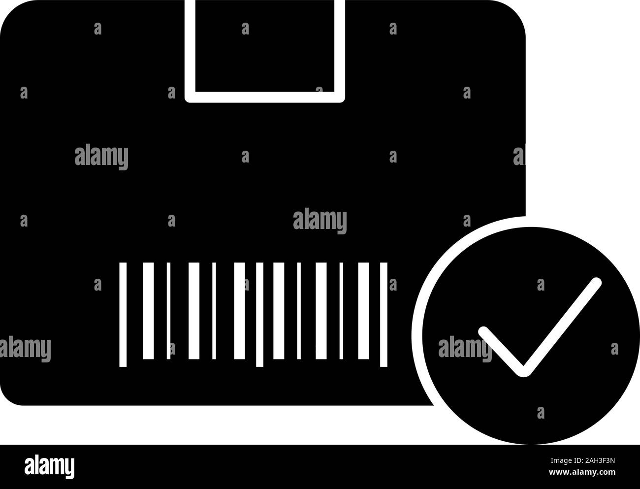 Approved delivery glyph icon. Successful package receipt. Verification ...