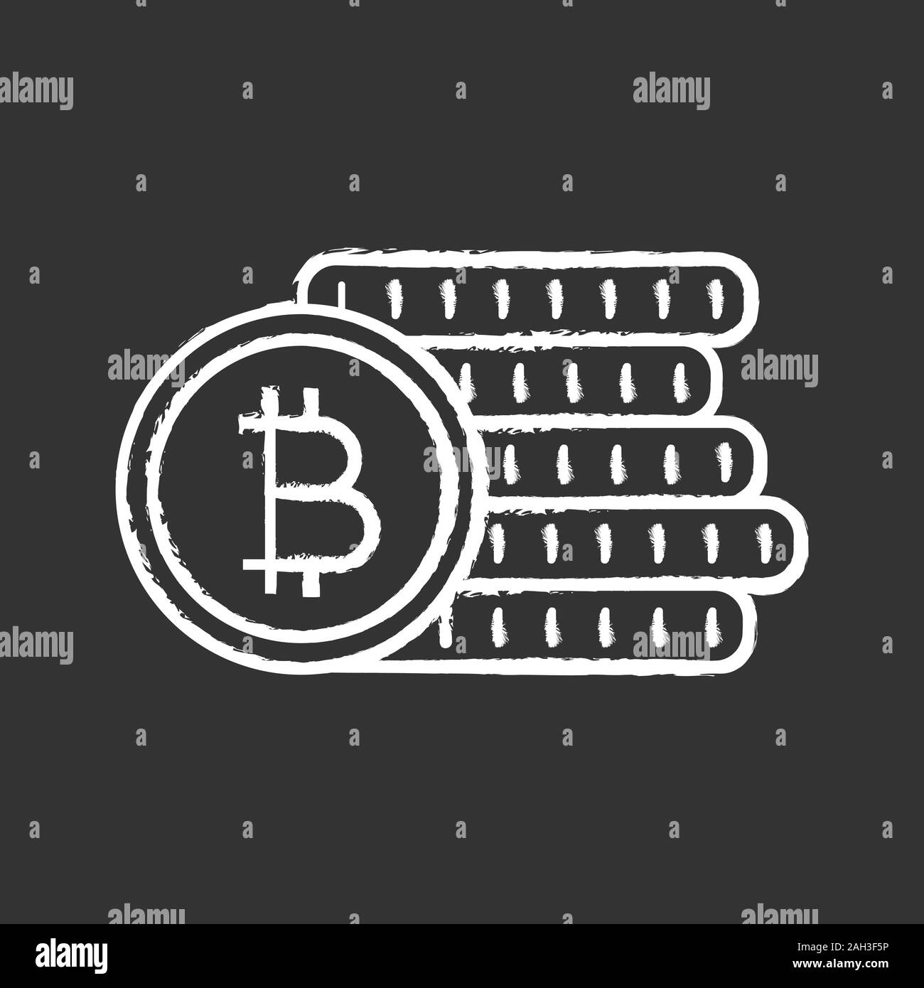 Bitcoin coins stack chalk icon. Cryptocurrency deposit. Digital money ...