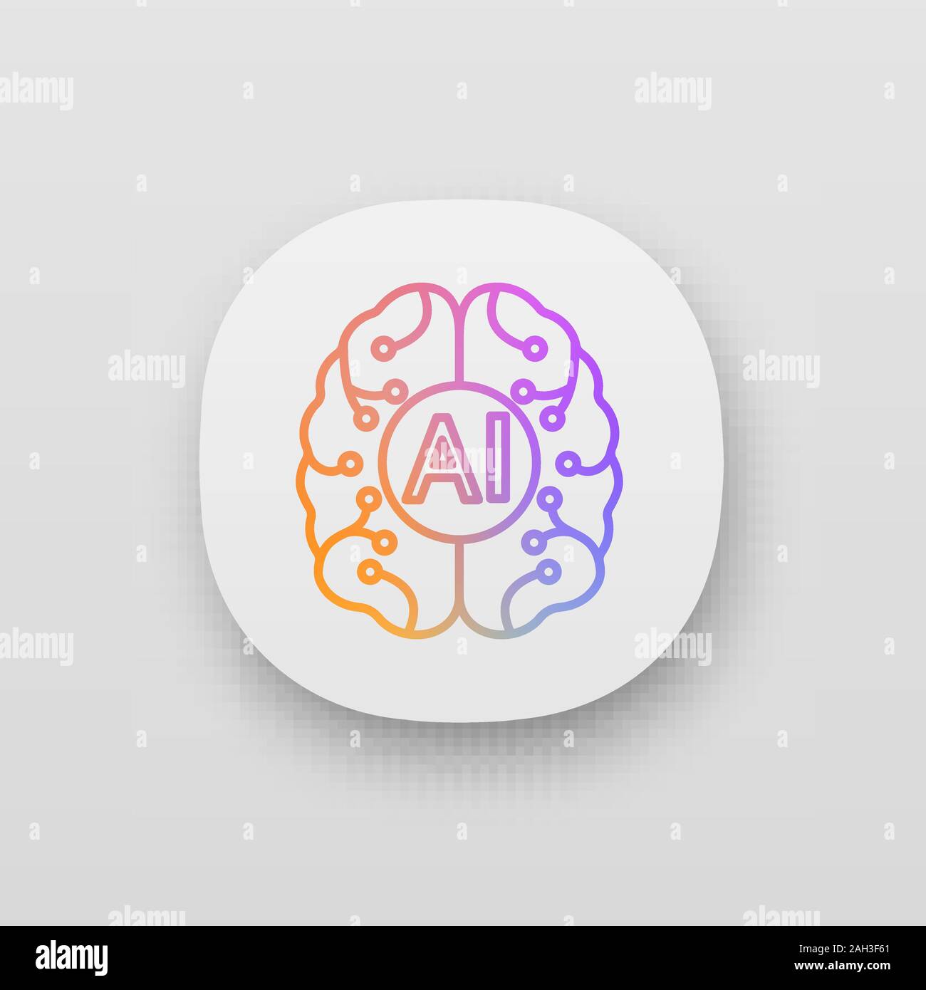 Artificial intelligence app icon. UI/UX user interface. Digital brain. Neurotechnology. AI. Web ...