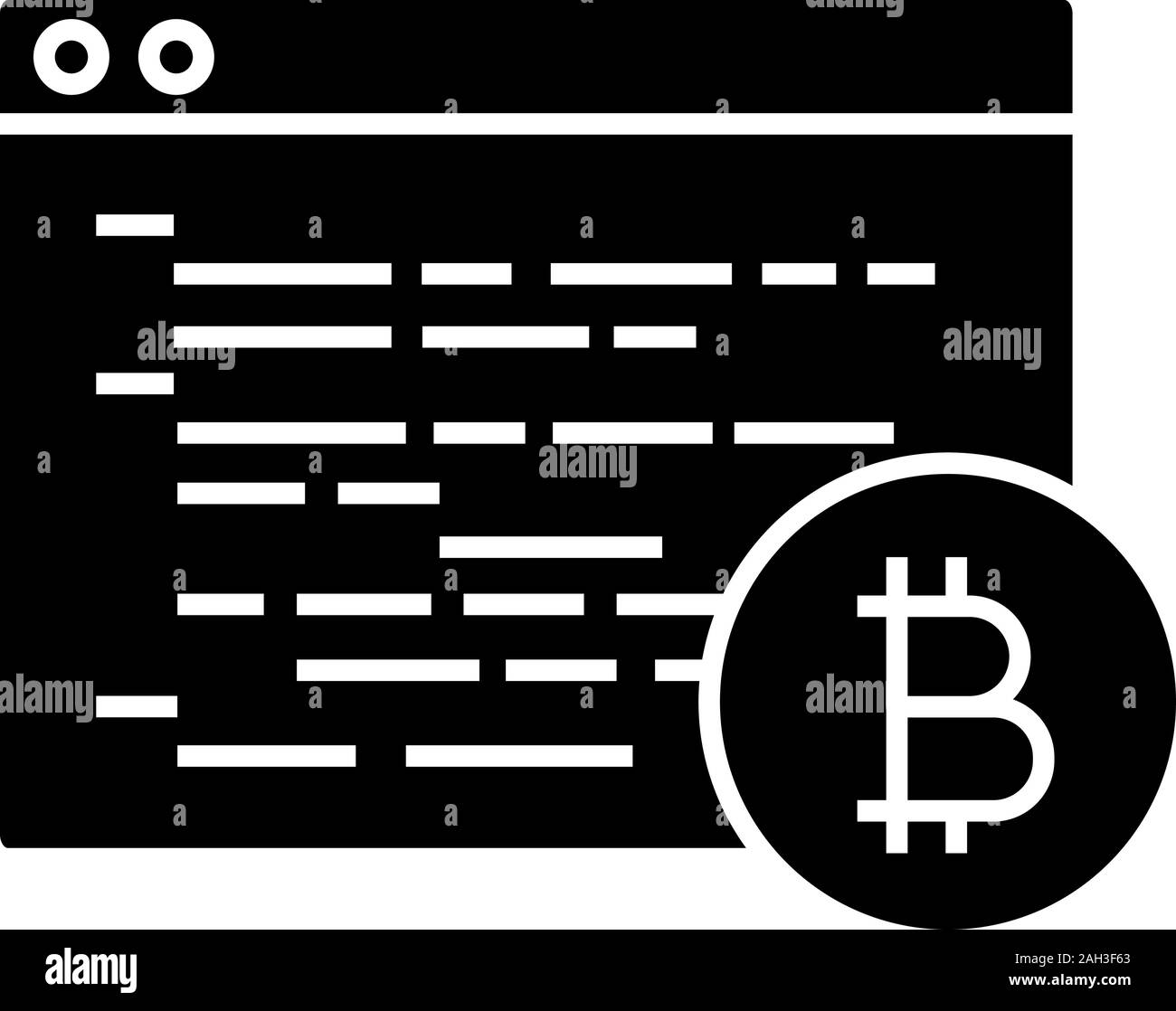 Bitcoin Mining Software Glyph Icon Silhouette Symbol Blockchain Coding Crypto Mining