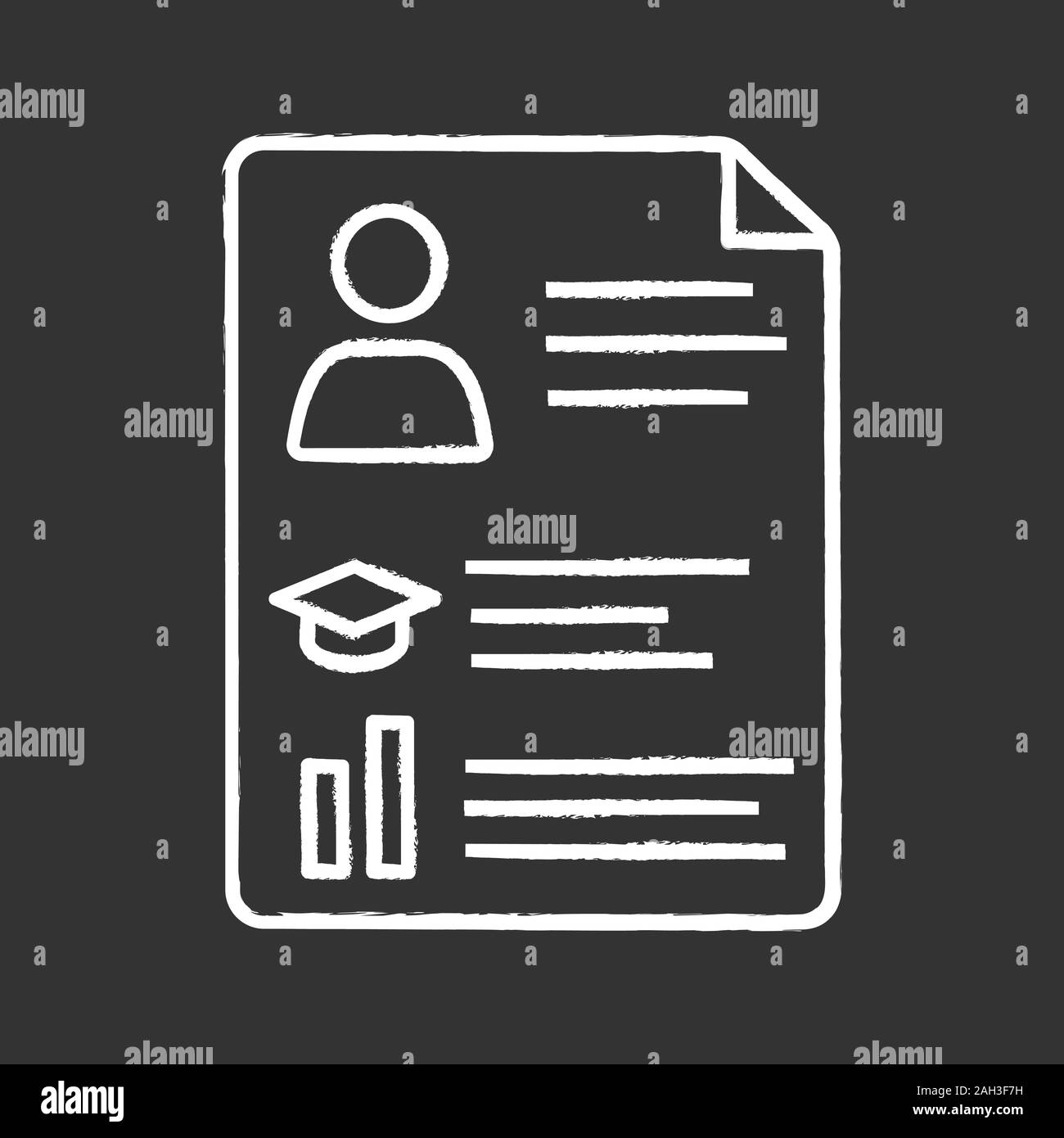 Resume chalk icon. CV. Curriculum vitae. Personal information. Isolated ...