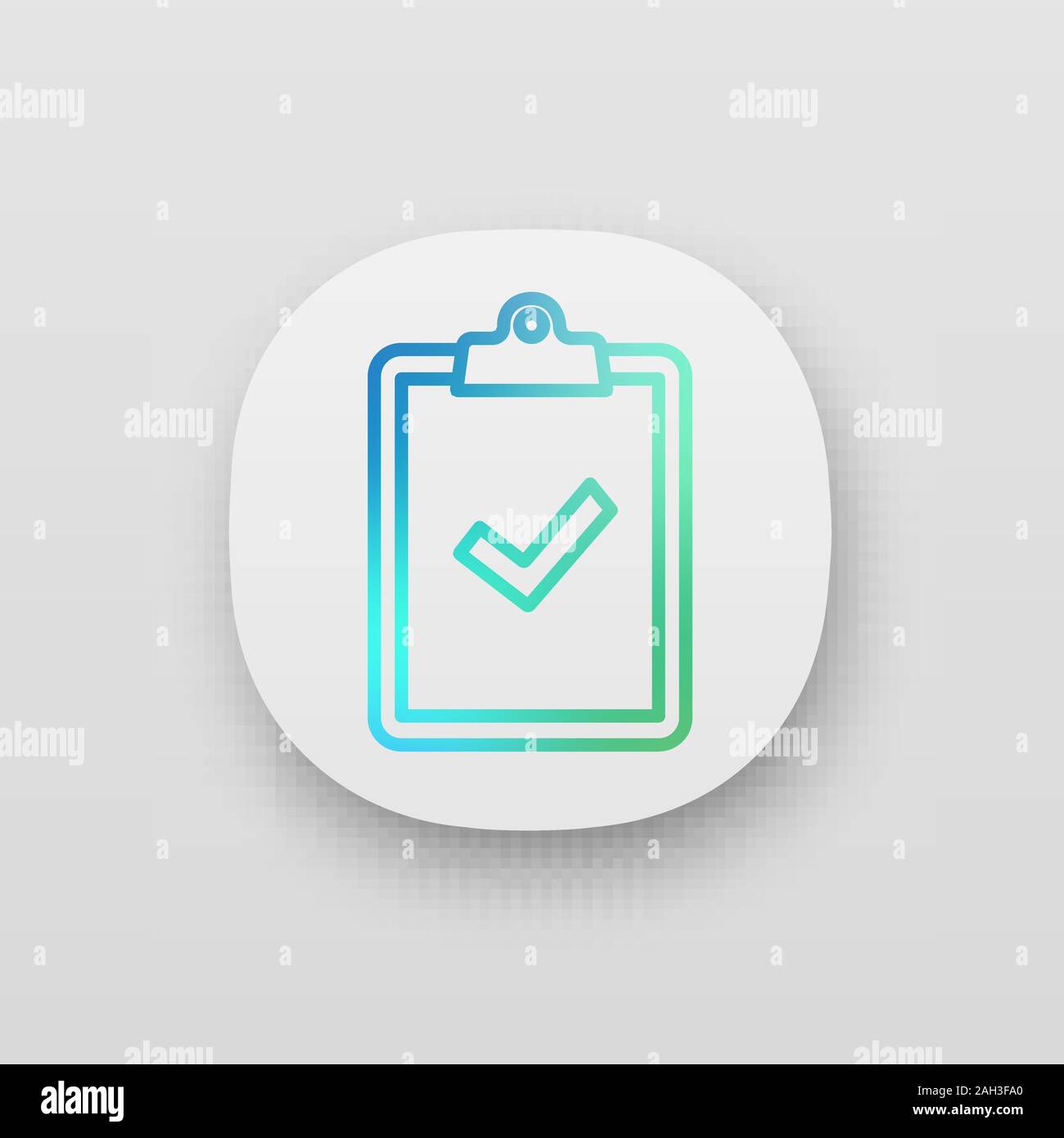 Clipboard with check mark app icon. Test, exam successfully completed ...