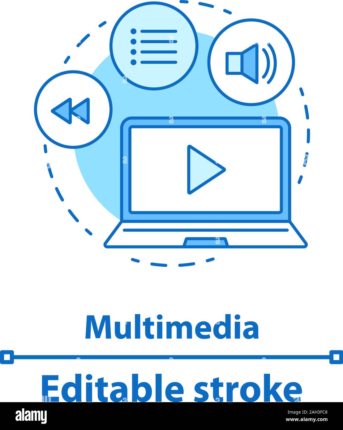 Multimedia concept icon. Media player interface. Play video idea thin ...