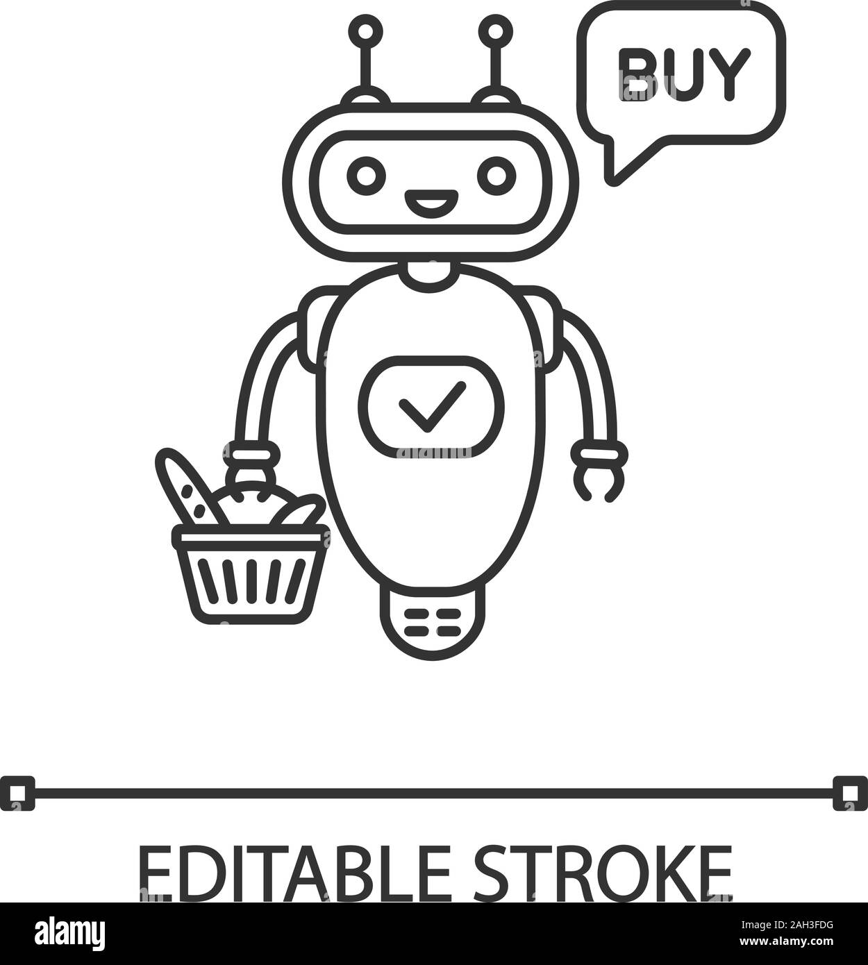 Online customer service chatbot linear icon. Thin line illustration ...