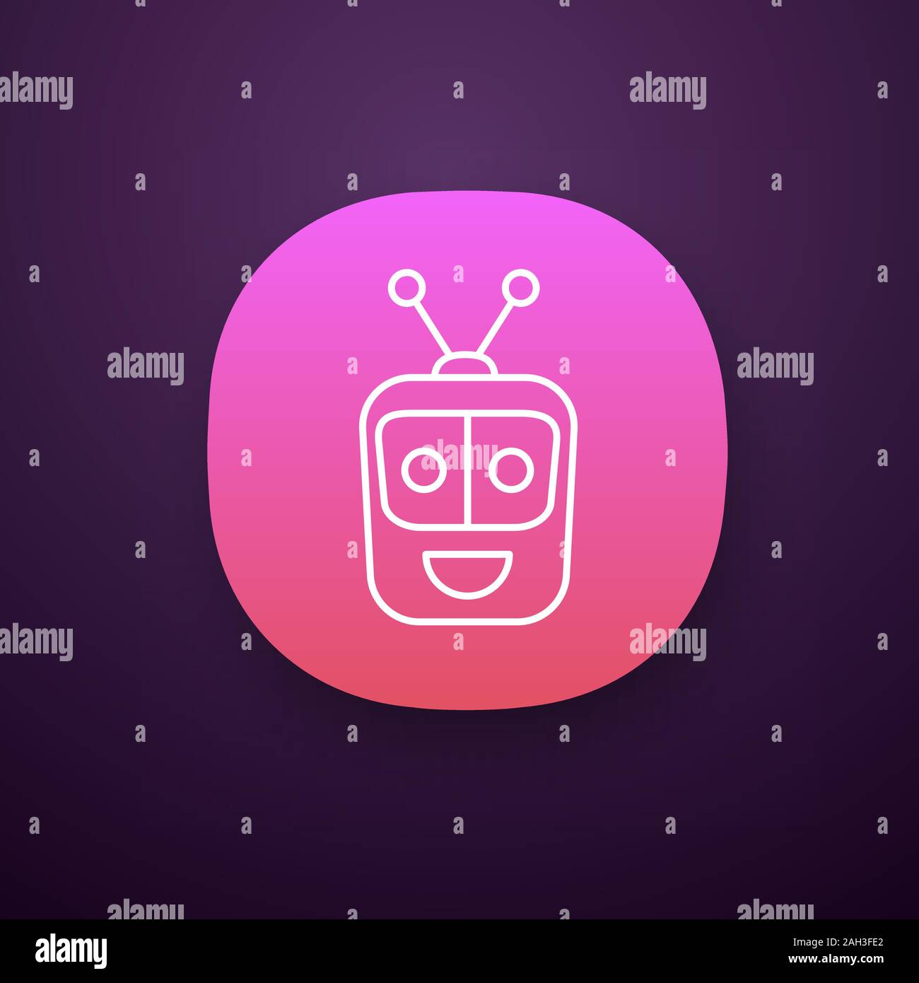 Chatbot App Icon Uiux User Interface Talkbot Modern Robot Square Head Laughing Chat Bot