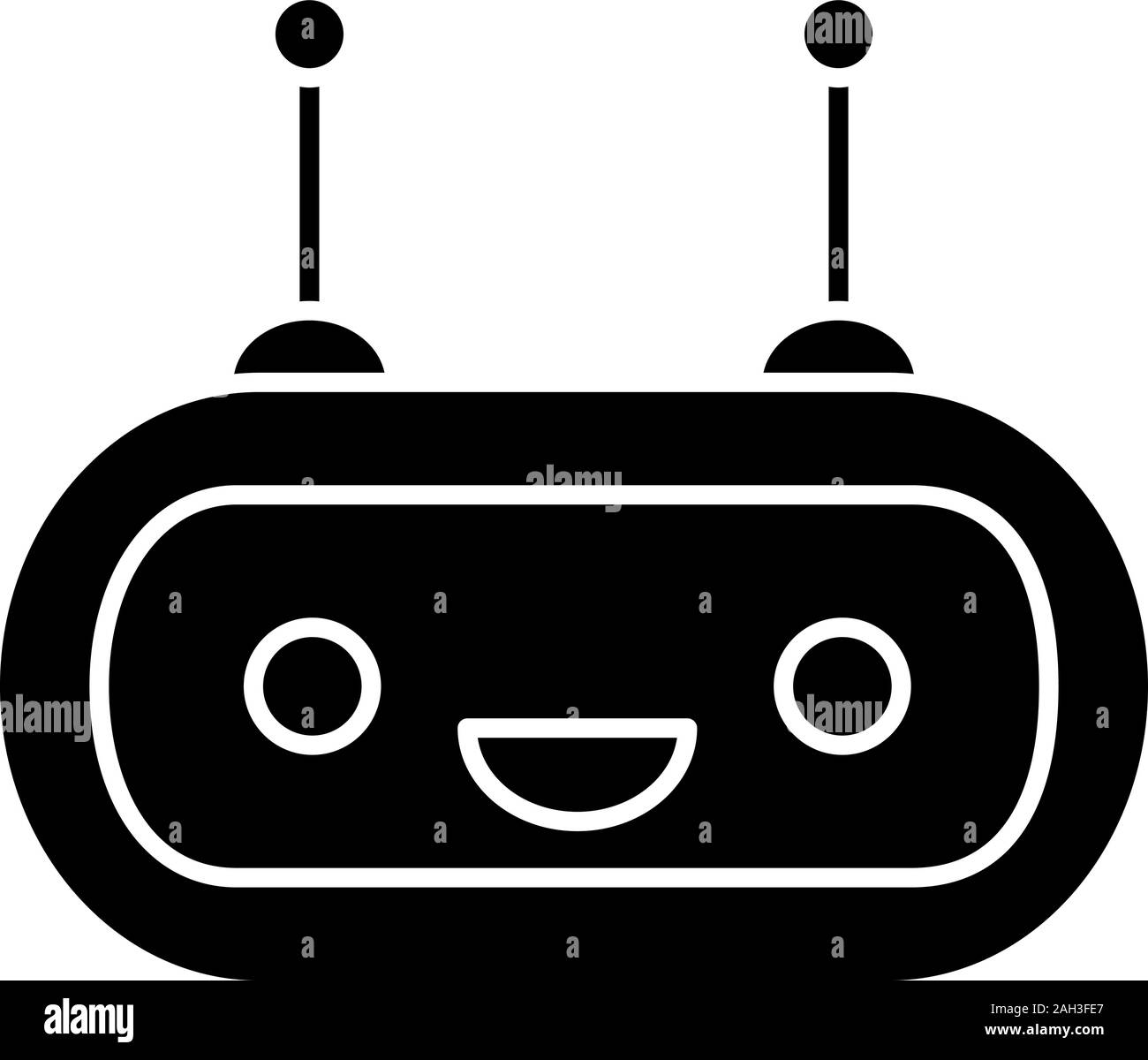Chatbot glyph icon. Silhouette symbol. Talkbot. Laughing chat bot ...