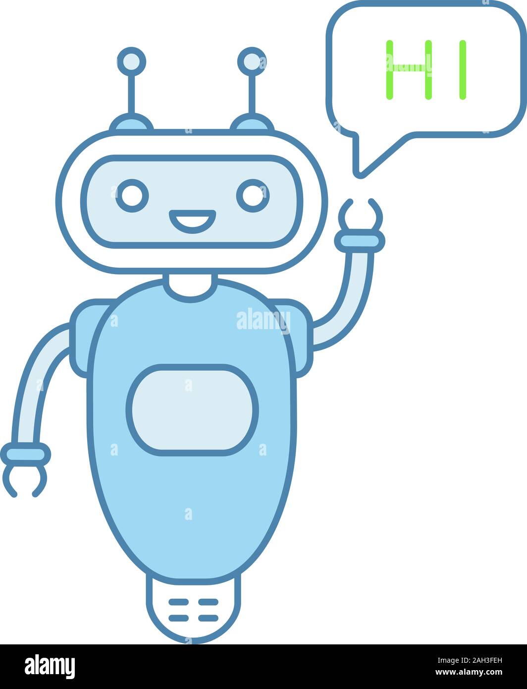 Chatbot saying hi color icon. Talkbot greeting user. Virtual assistant ...