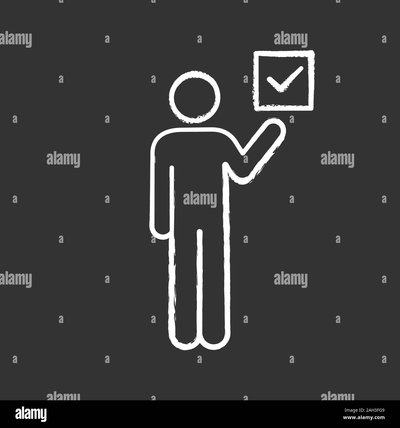 Voter chalk icon. Electorate. Make choice. Person holding checkbox ...