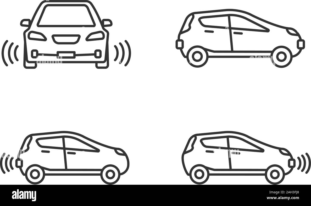Smart cars linear icons set. NFC autos. Intelligent vehicles. Self ... Smart cars linear icons set. NFC autos. Intelligent vehicles. Self ...