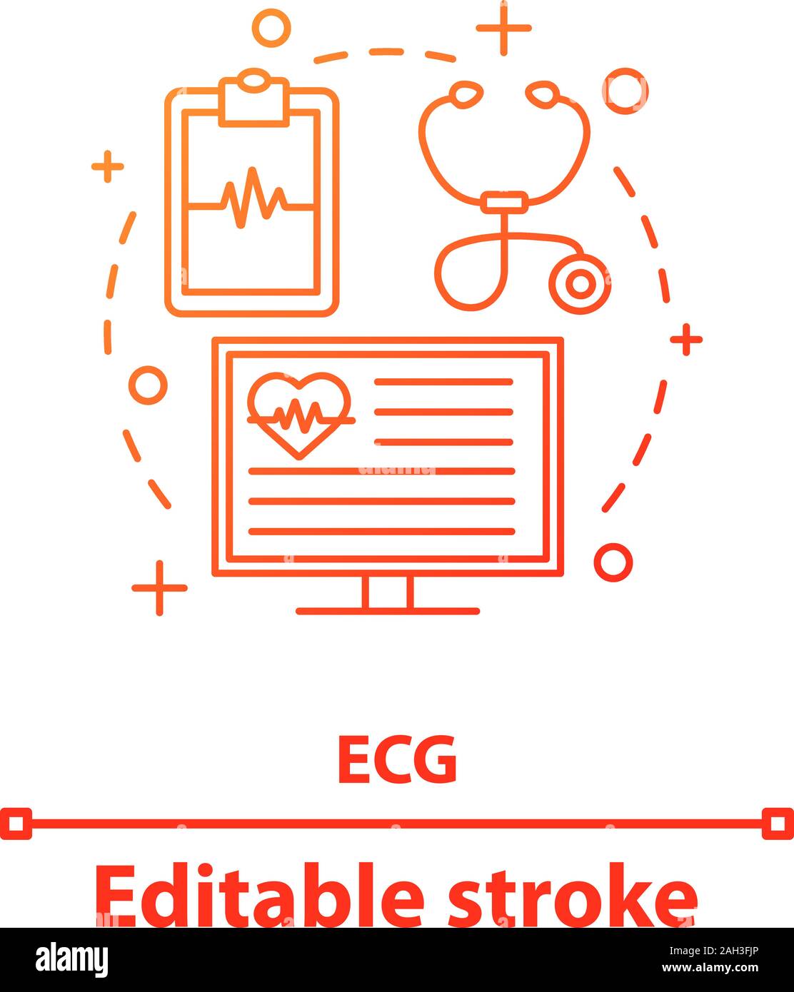ECG concept icon. Electrocardiography. Cardiology idea thin line ... ECG concept icon. Electrocardiography. Cardiology idea thin line ...