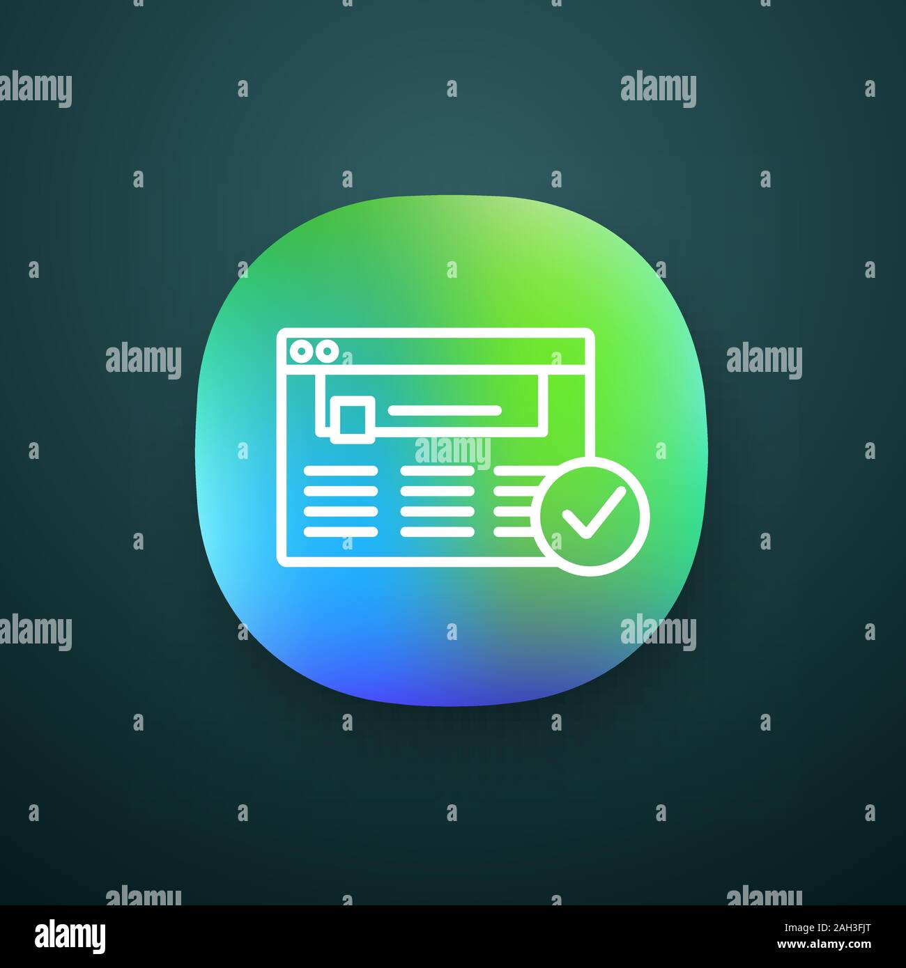 Approved website app icon. Web page. Successful login. UI/UX user ...