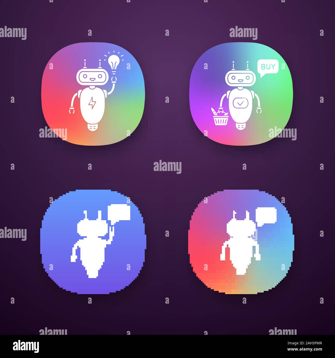 Chatbots App Icons Set Uiux User Interface Talkbots Virtual Assistants New Idea Buy Hi