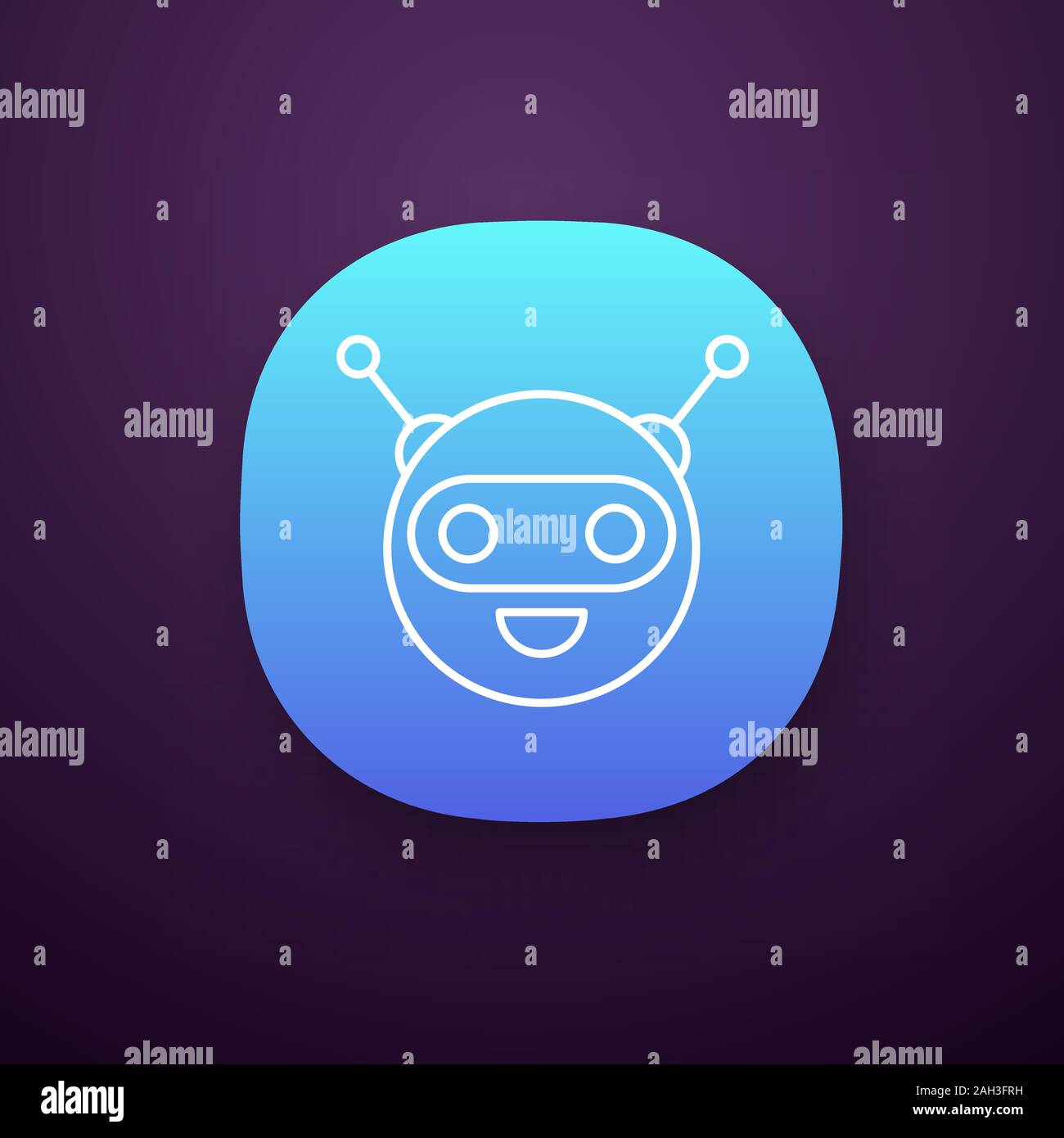 Chatbot app icon. UI/UX user interface. Talkbot. Circle head laughing chat bot. Modern robot ...