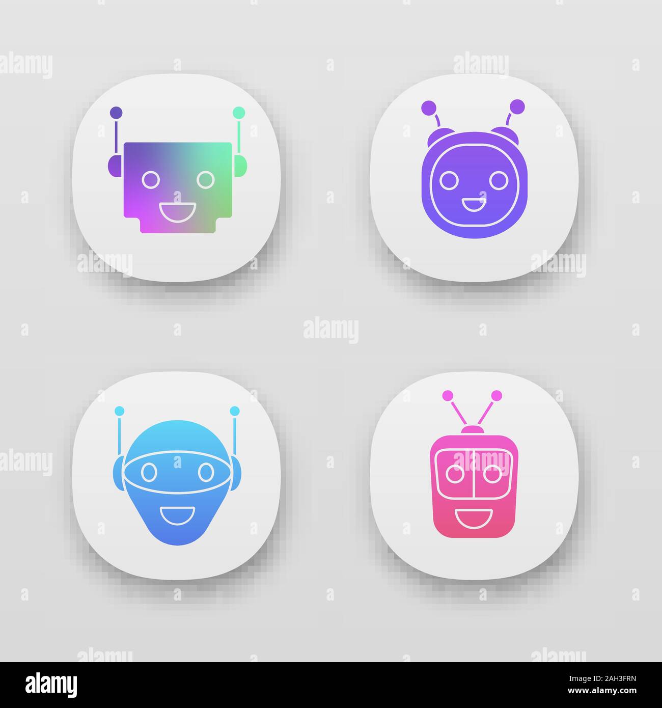 Chatbots App Icons Set Uiux User Interface Talkbots Laughing