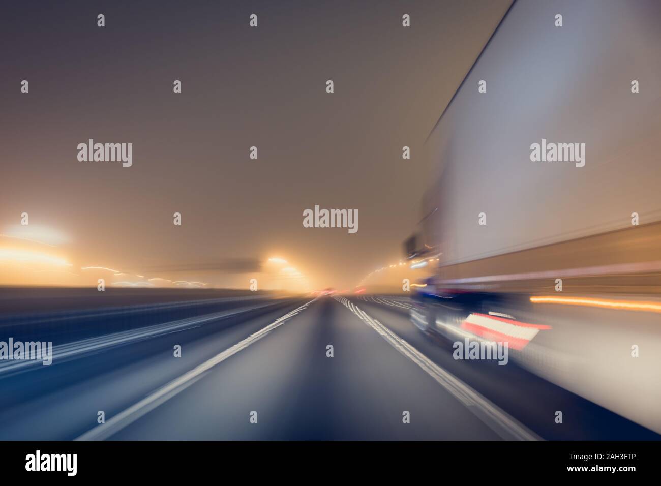 Fast night driving on highway, view from inside of a car Stock Photo ...