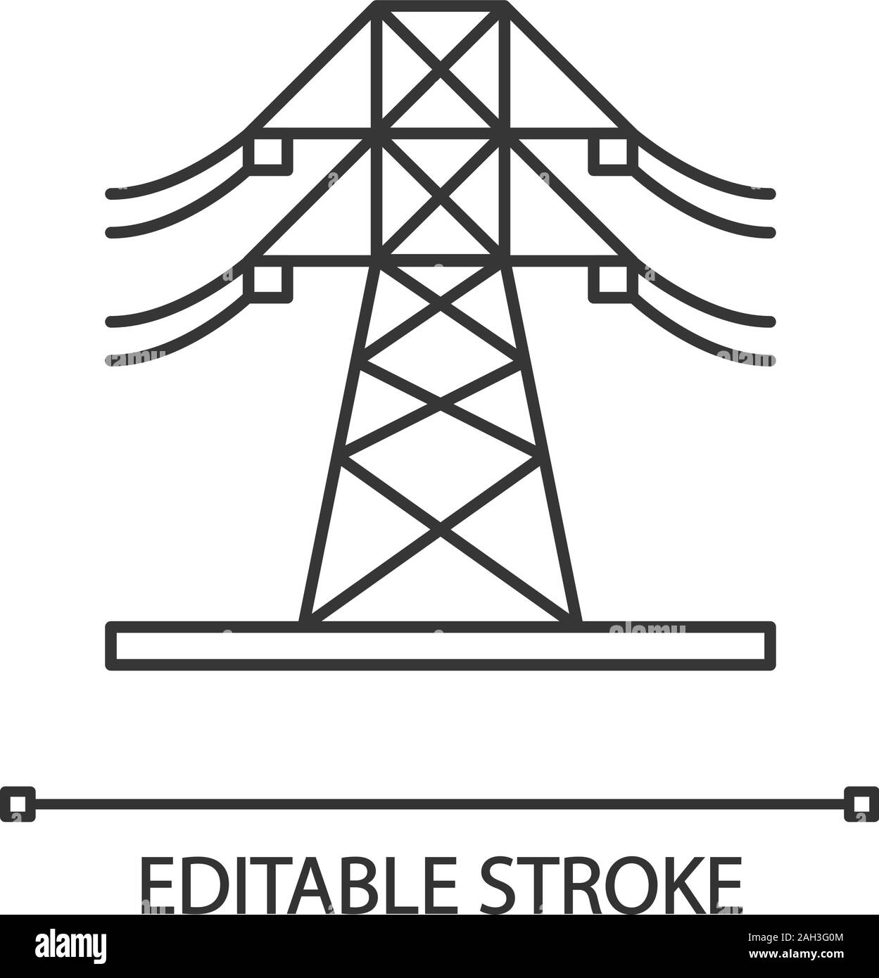 High voltage electric line linear icon. Powerline. Thin line ...