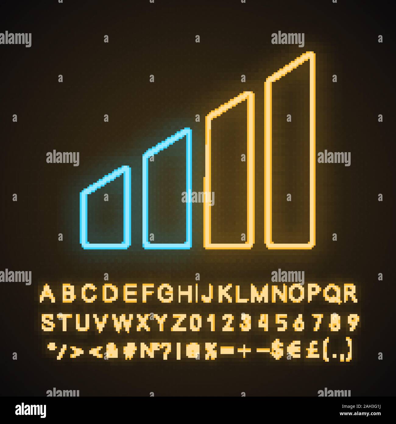 Power level neon light icon. Adjustment. Air conditioner temperature ...