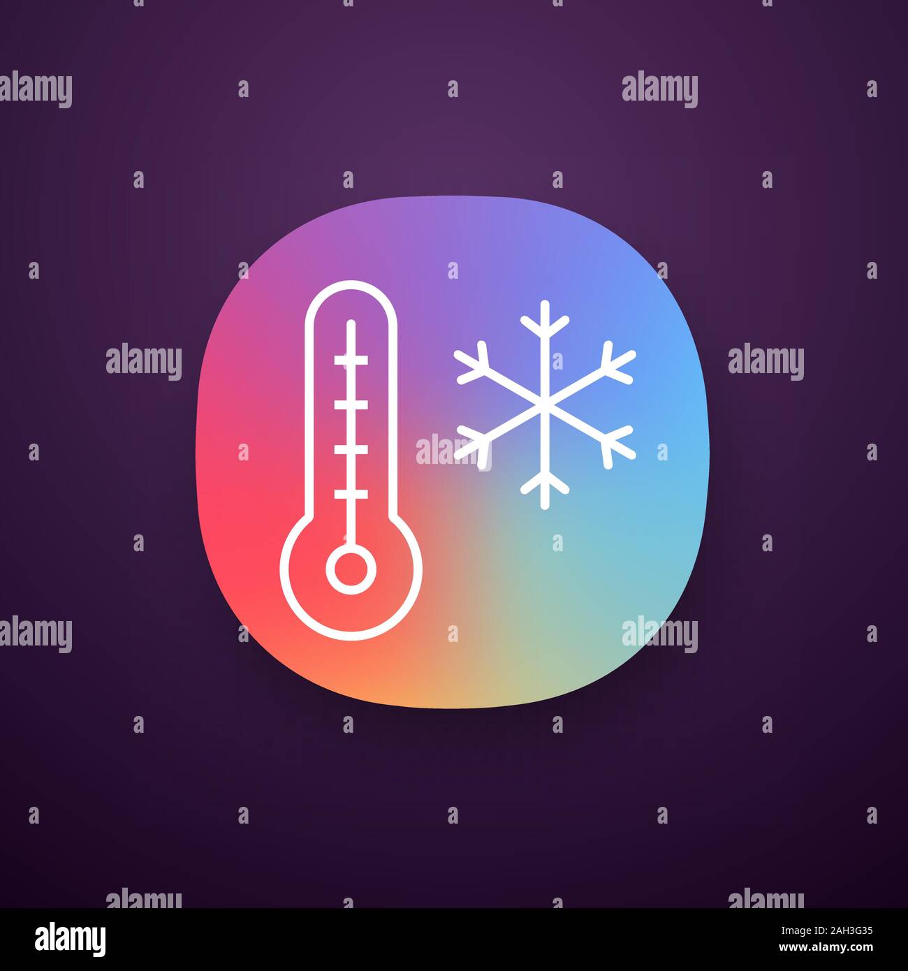 Winter temperature app icon. Frosty and cold weather. Thermometer with ...