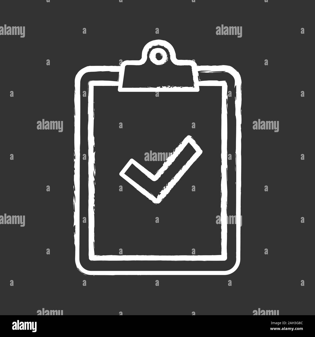 Clipboard with check mark chalk icon. Test, exam successfully completed ...