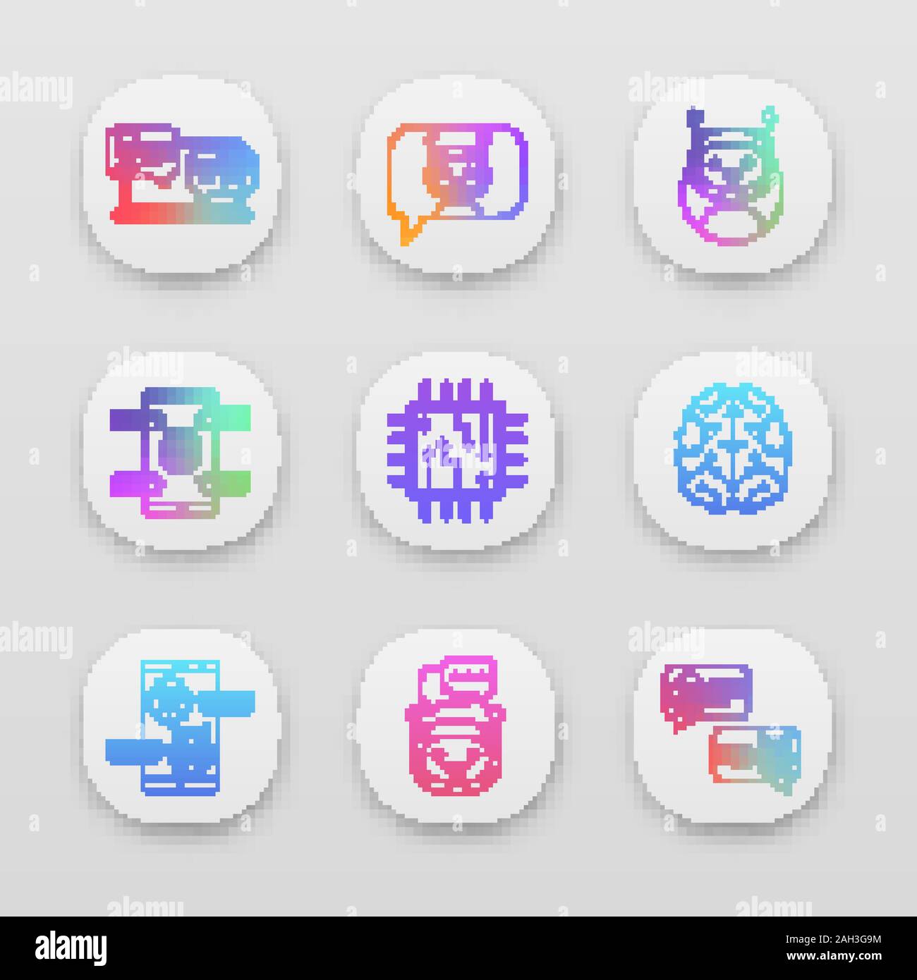 Chatbots App Icons Set Uiux User Interface Talkbots Support Service