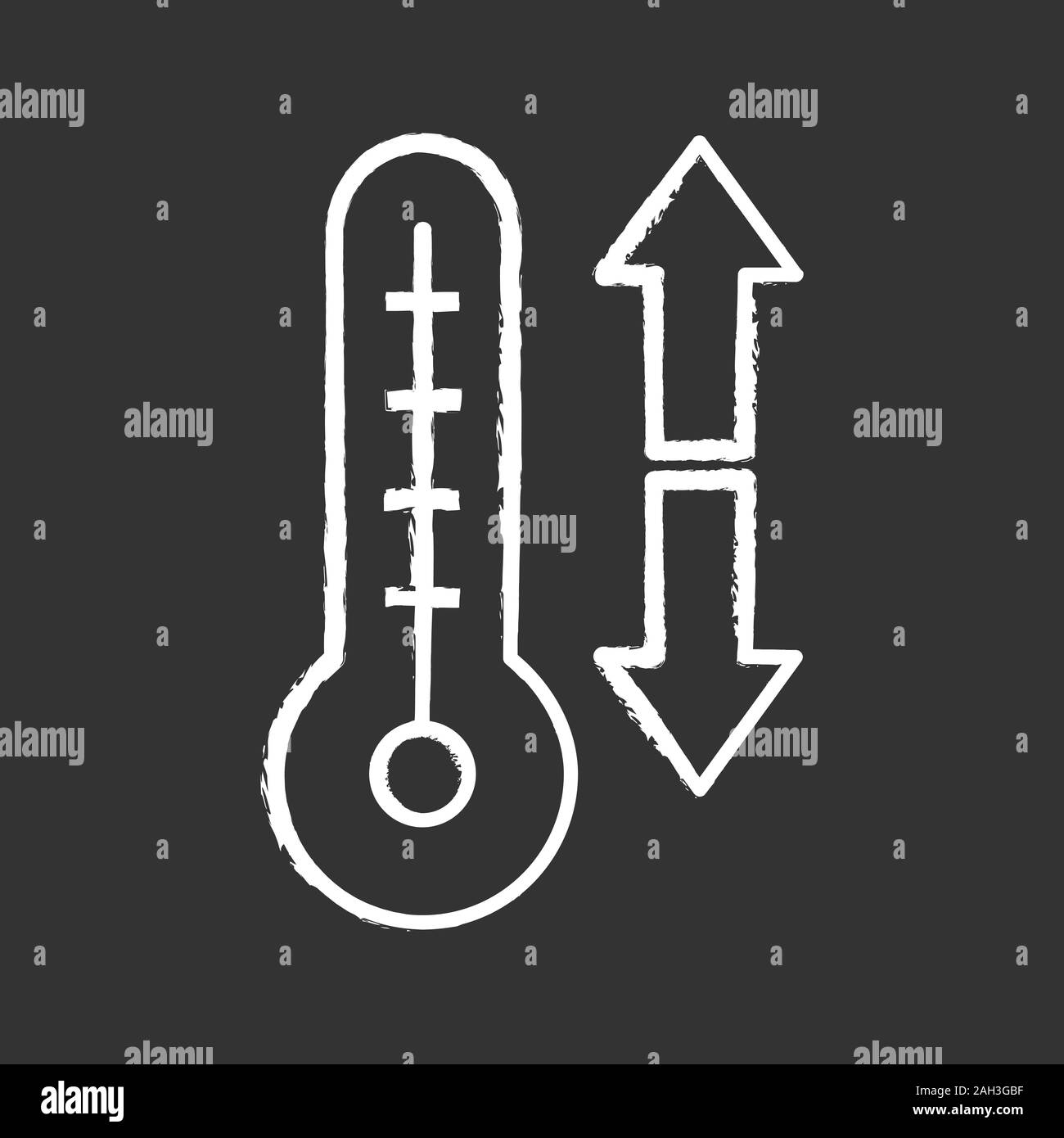 Climate control chalk icon. Temperature regulation. Thermometer with ...
