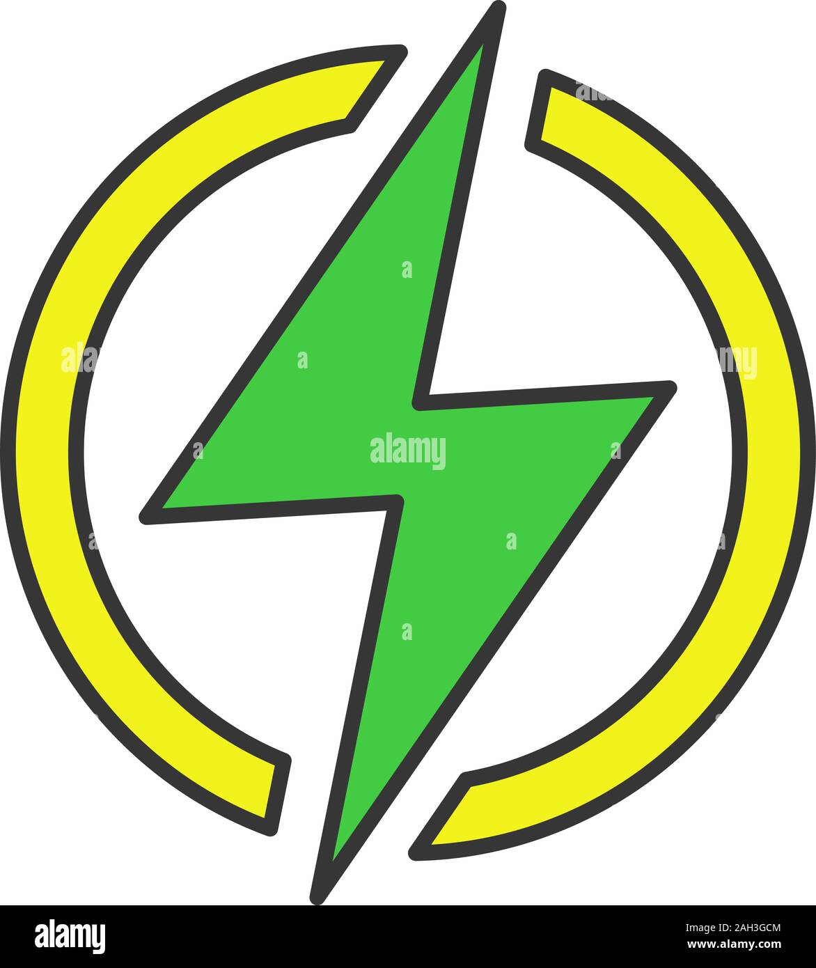 Electric power sign color icon. Lightning bolt. Charging. Thunder. Power button. Electricity ...