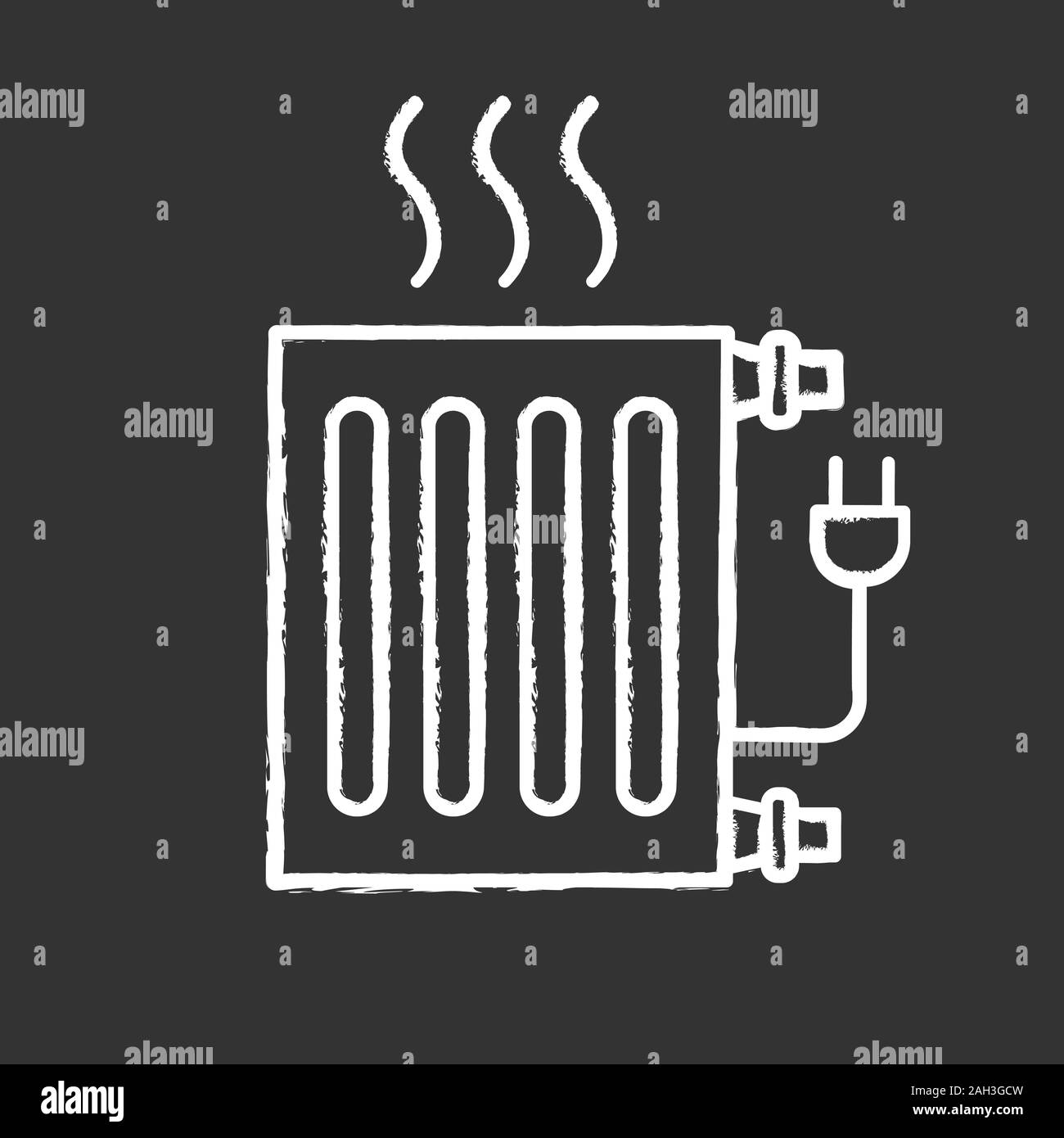 Electric radiator chalk icon. Heating battery. Heater. Isolated vector ...