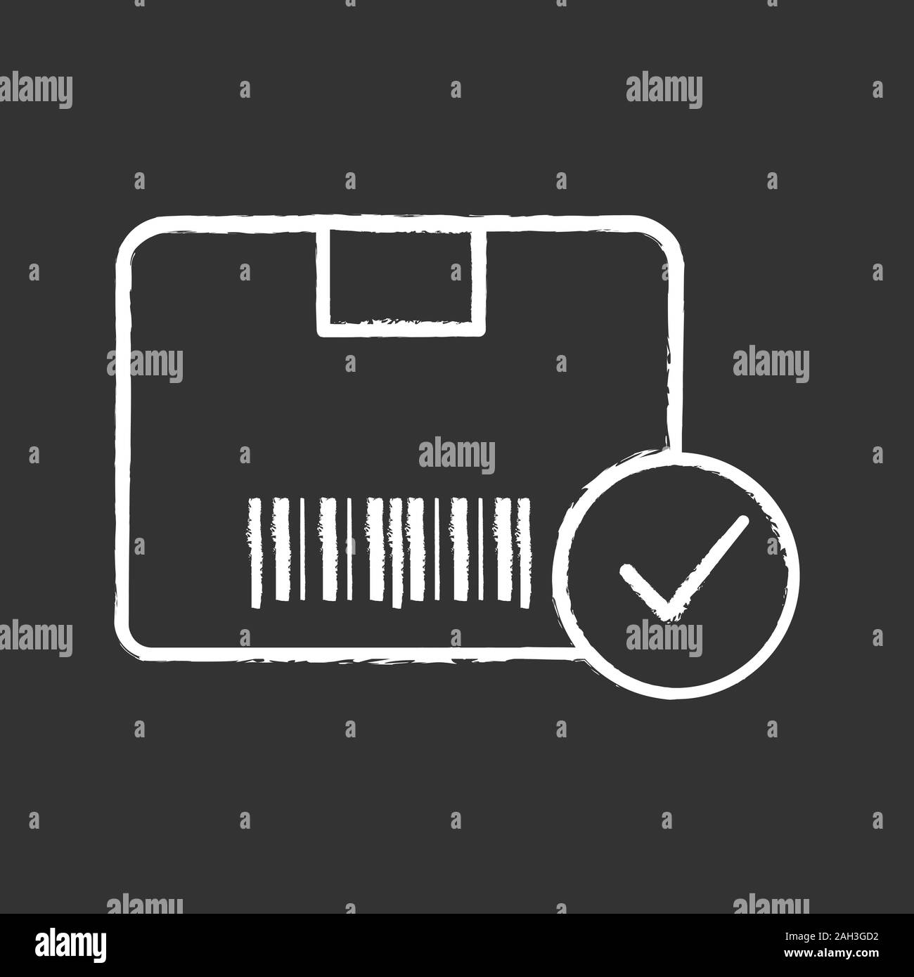 Approved delivery chalk icon. Successful package receipt. Verification ...