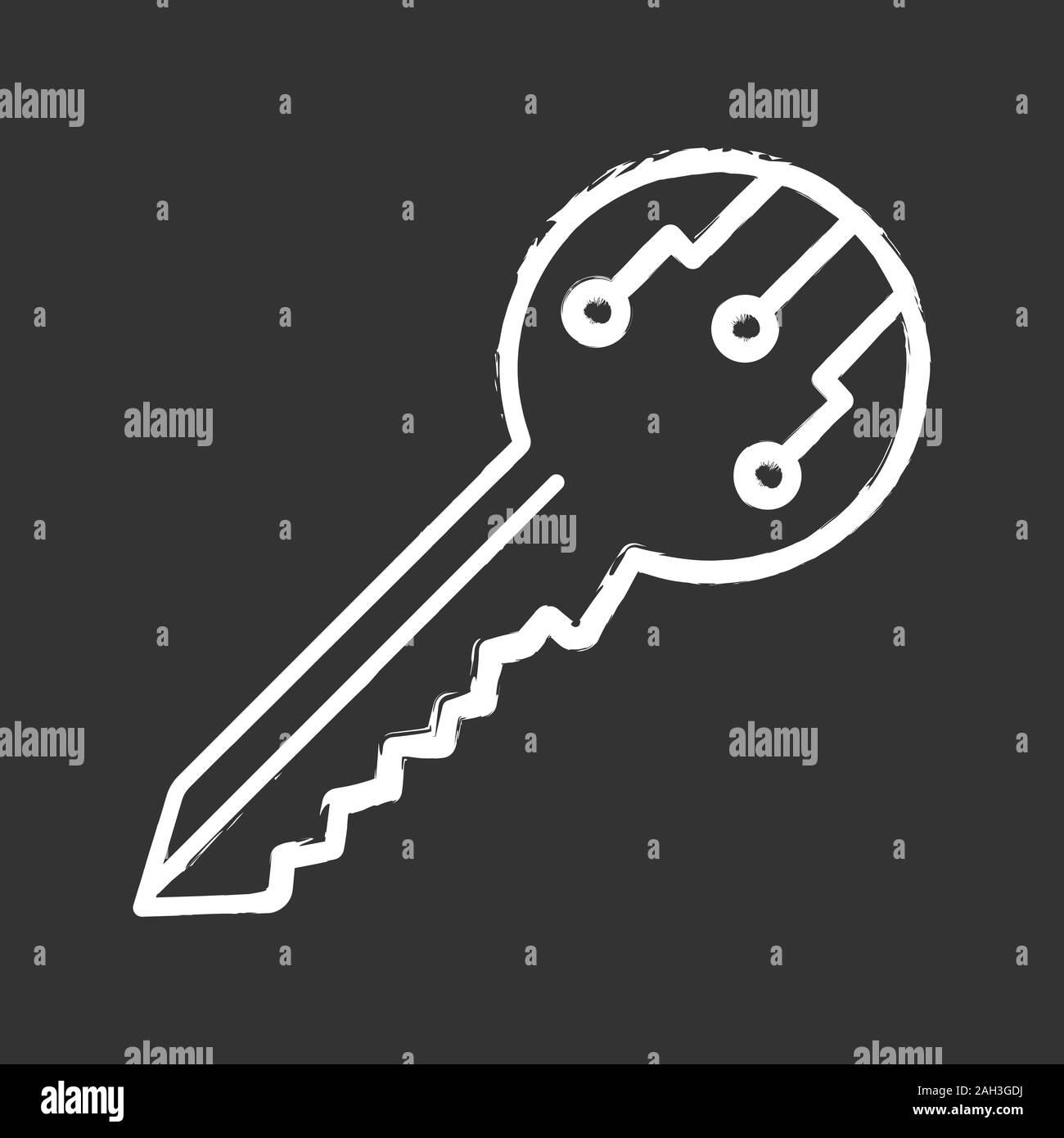 Private digital key chalk icon. Encryption key. Isolated vector ...