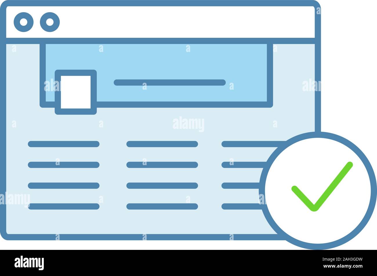 Approved website color icon. Web page. Successful login. Authorization ...