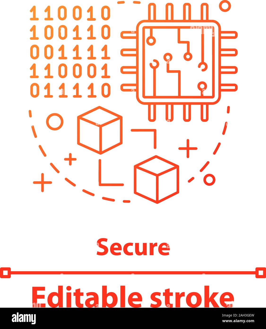 Big data concept icon. Deep learning. Digital technology idea thin line illustration. Binary ...