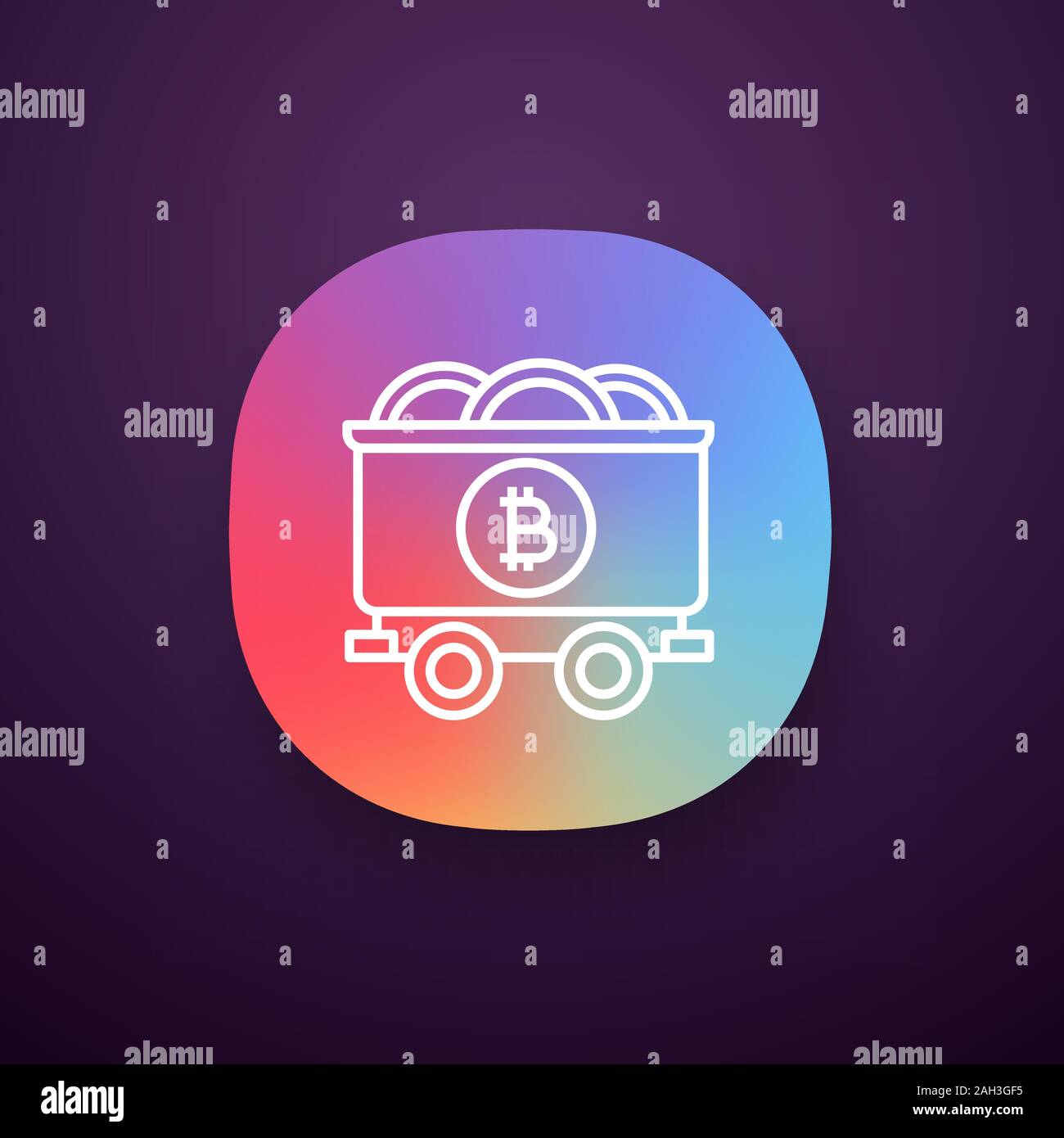 Bitcoin mining business app icon. Mine cart with bitcoin coins ...