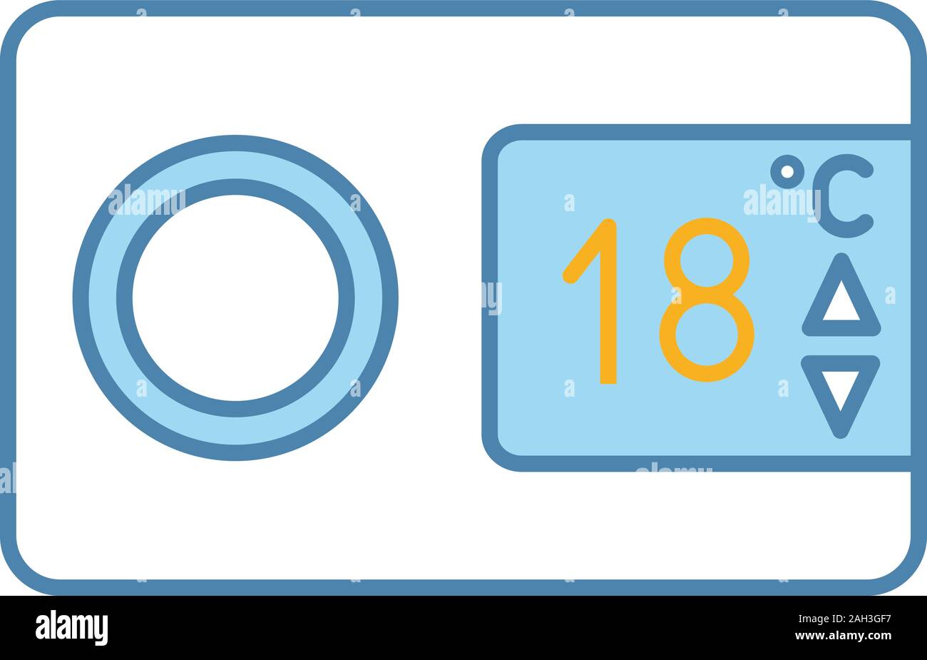 Digital thermostat color icon. Climate control display. Temperature ...