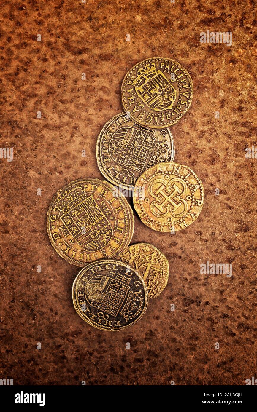 various ancient medieval coins Stock Photo - Alamy