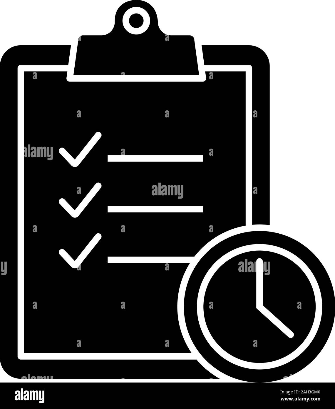 Time management glyph icon. Task planning. Deadline. Tasks list ...