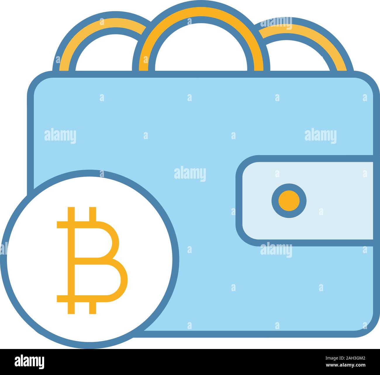 Bitcoin wallet color icon. Digital money. E-payment. Online banking ...