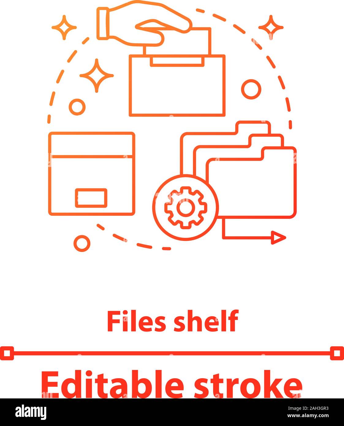 Files shelf concept icon. File management idea thin line illustration ...