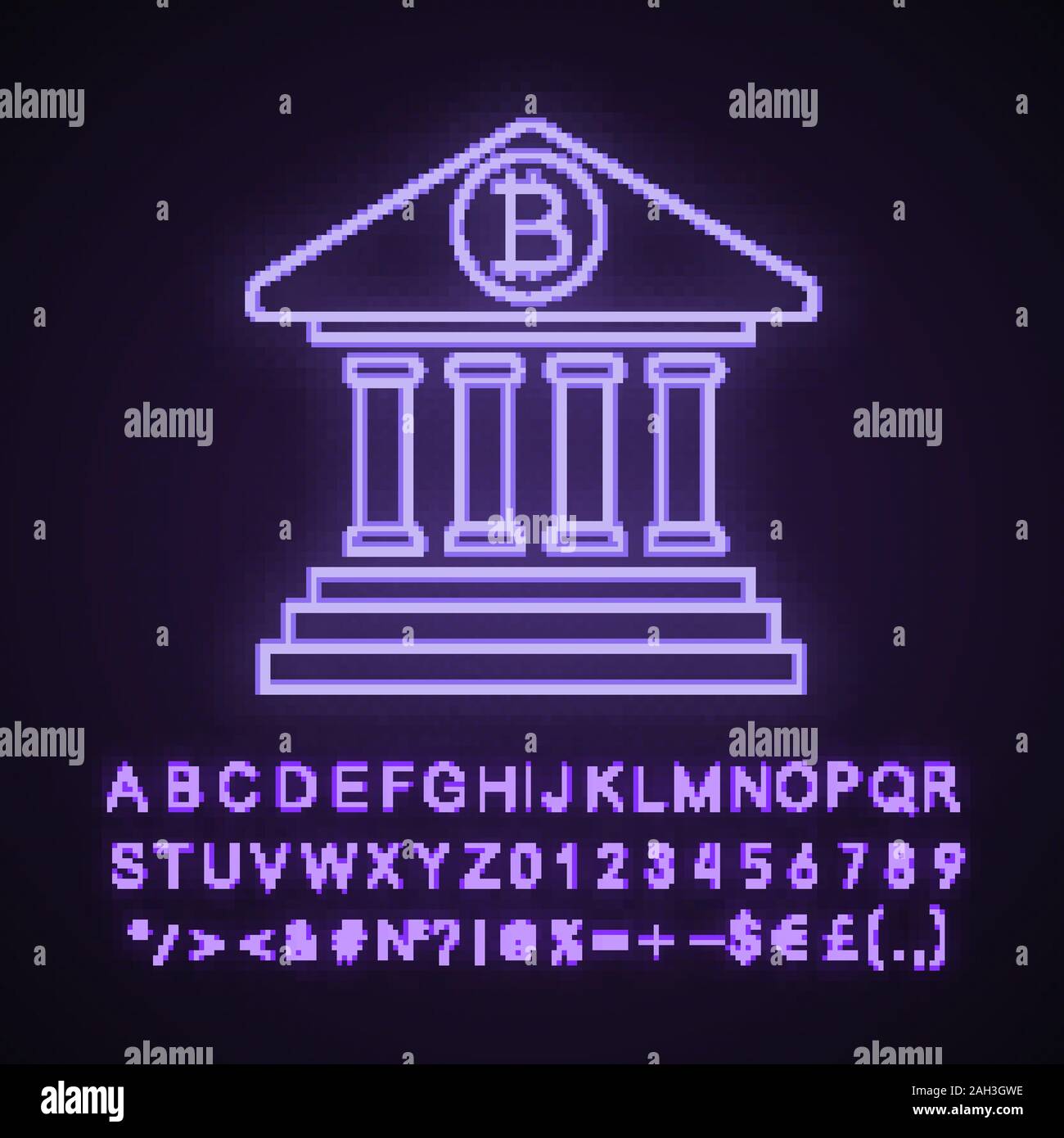 Bitcoin banking neon light icon. Account cryptocurrency balance. E ...