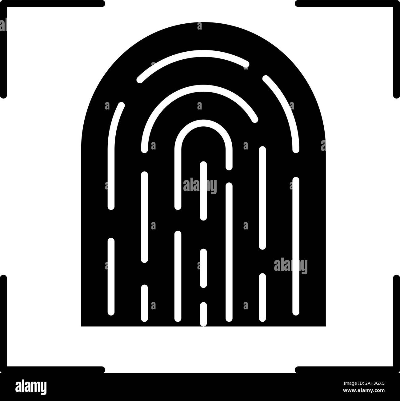 Fingerprint scanning glyph icon. Touch id. Biometric identification ...