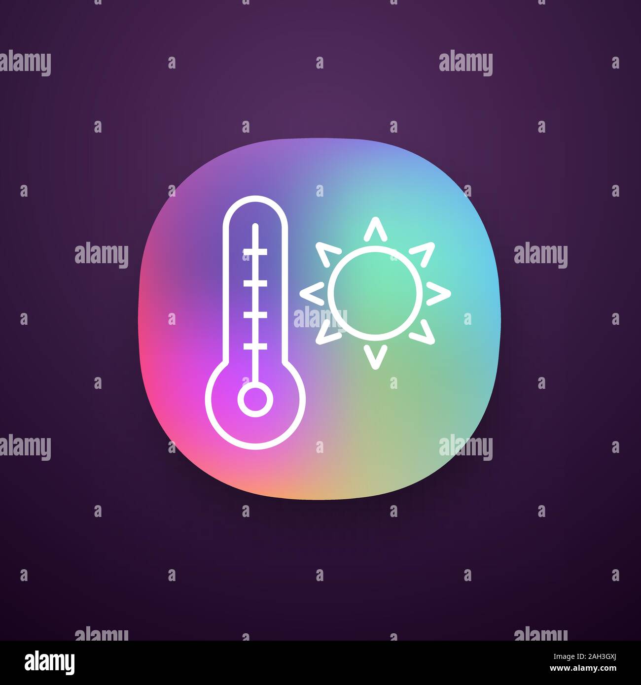 Summer temperature app icon. High temperature. Heater. Thermometer with ...