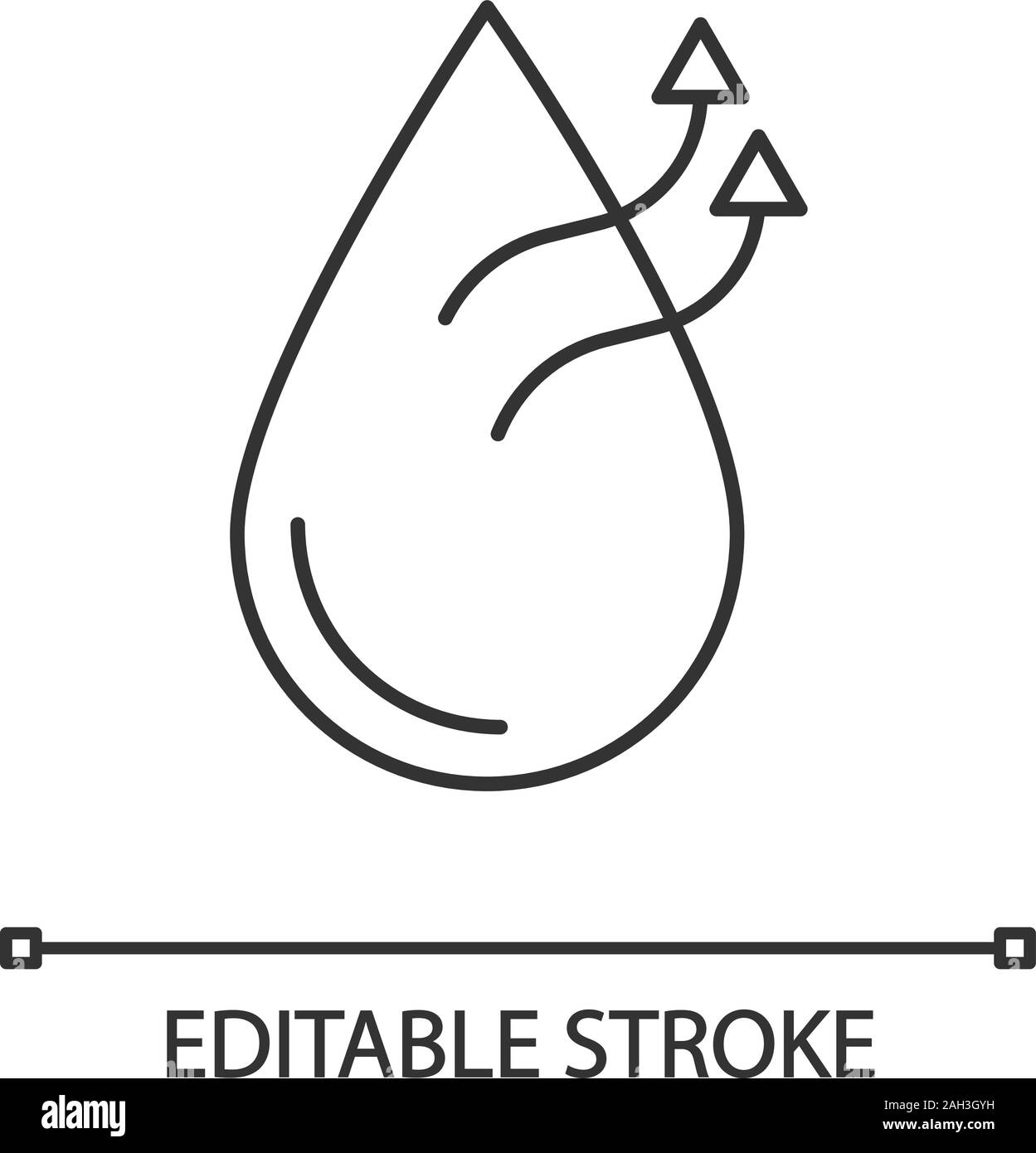 Air humidification conditioner function linear icon. Water evaporation ...